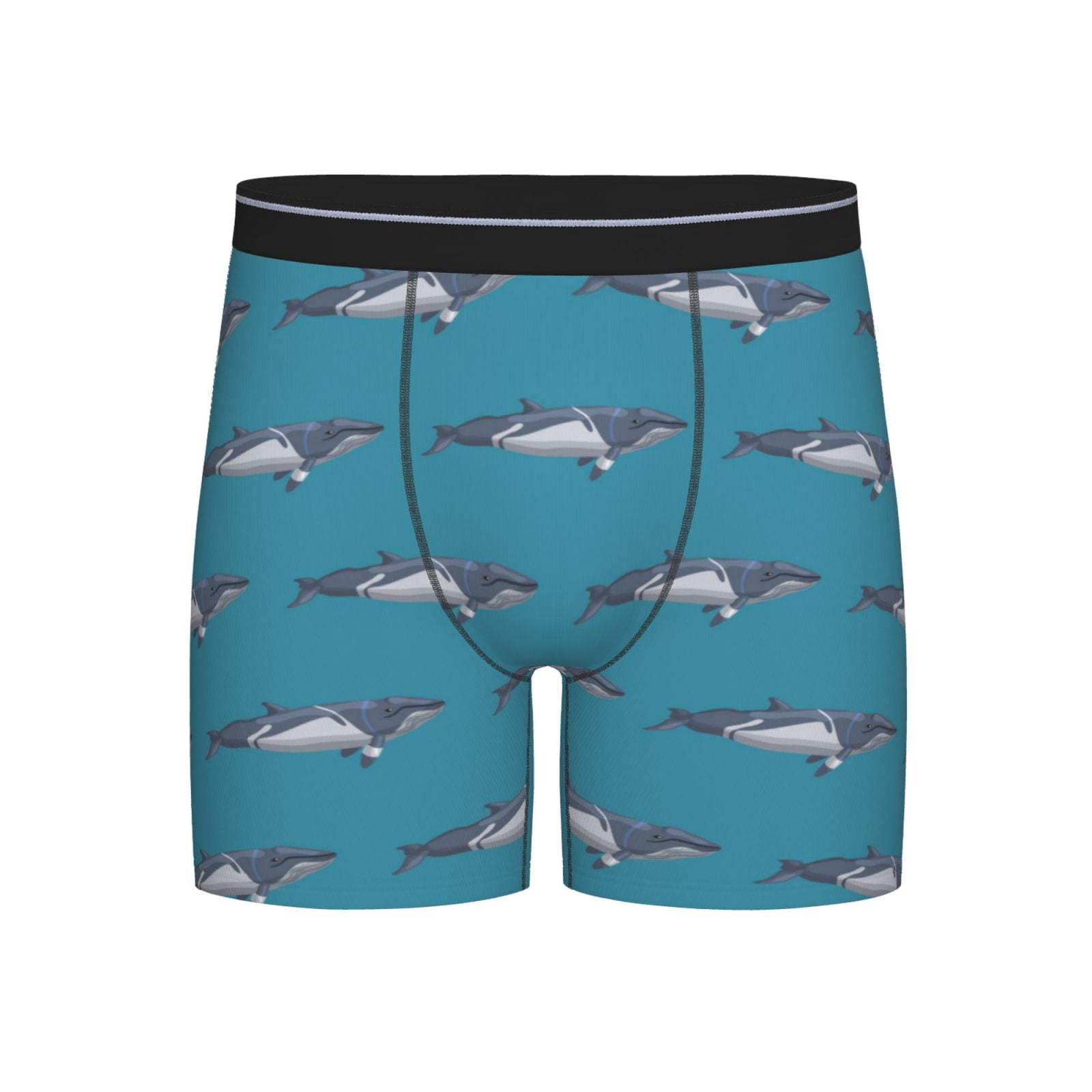 Xecao Cartoon Whale Print Boxer Briefs for Men's Stretch Moisture ...