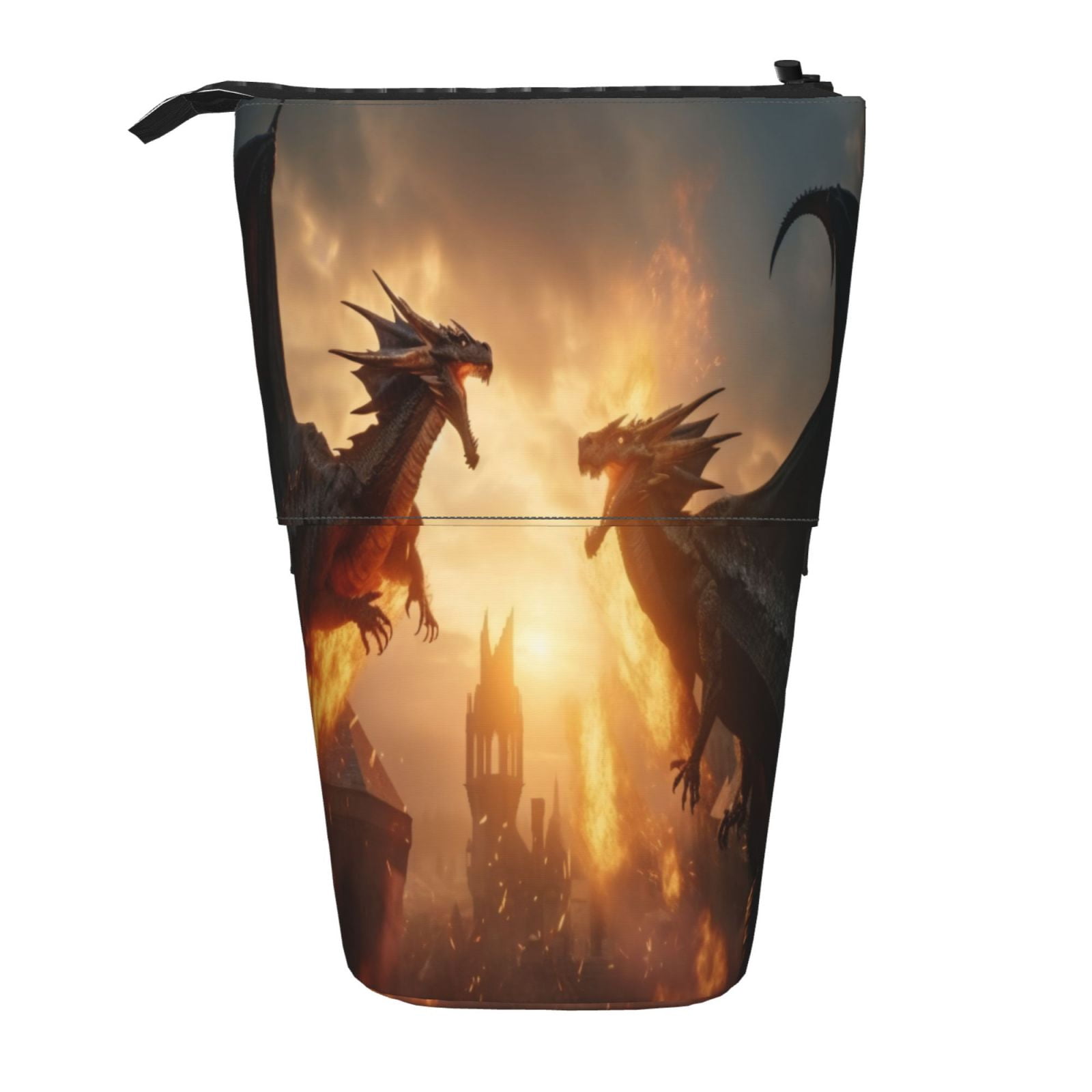 Xecao Castle Cool Fire Dragon Print Telescopic Pencil Bag Pen Holder ...