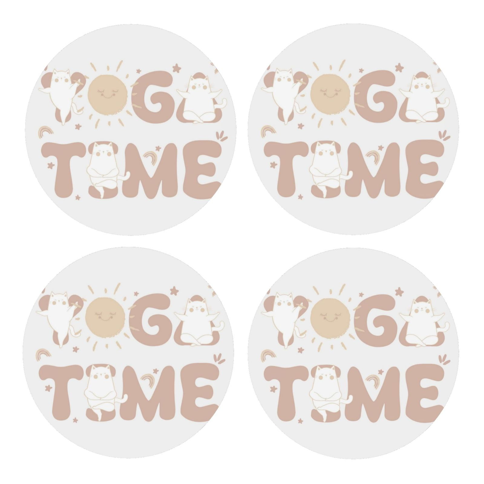 Xecao Cat Yoga Time for MDF Cork Coaster 4 Pcs,Drink Coasters,Suit for ...