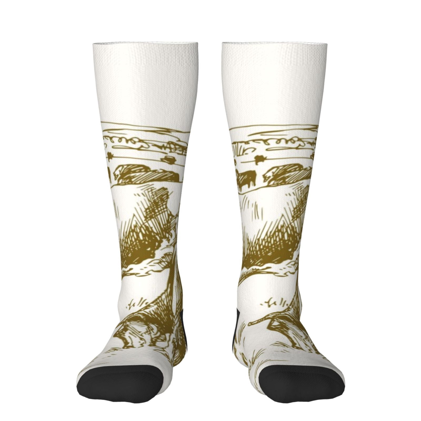 Xecao Cattle Drive By Two Cowboys 1 Print Compression Socks for Both ...