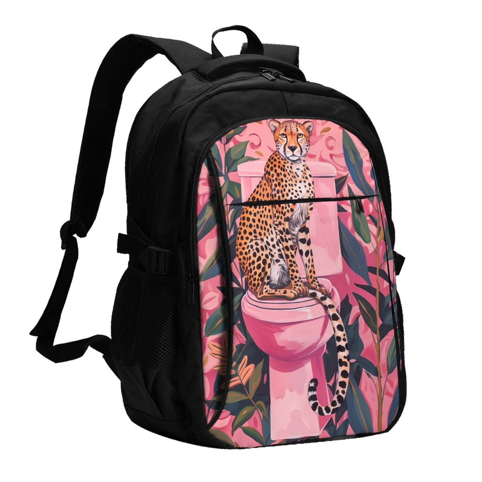 Xecao Cheetah On Toilet Humor Art for Travel Laptop Backpack, USB ...