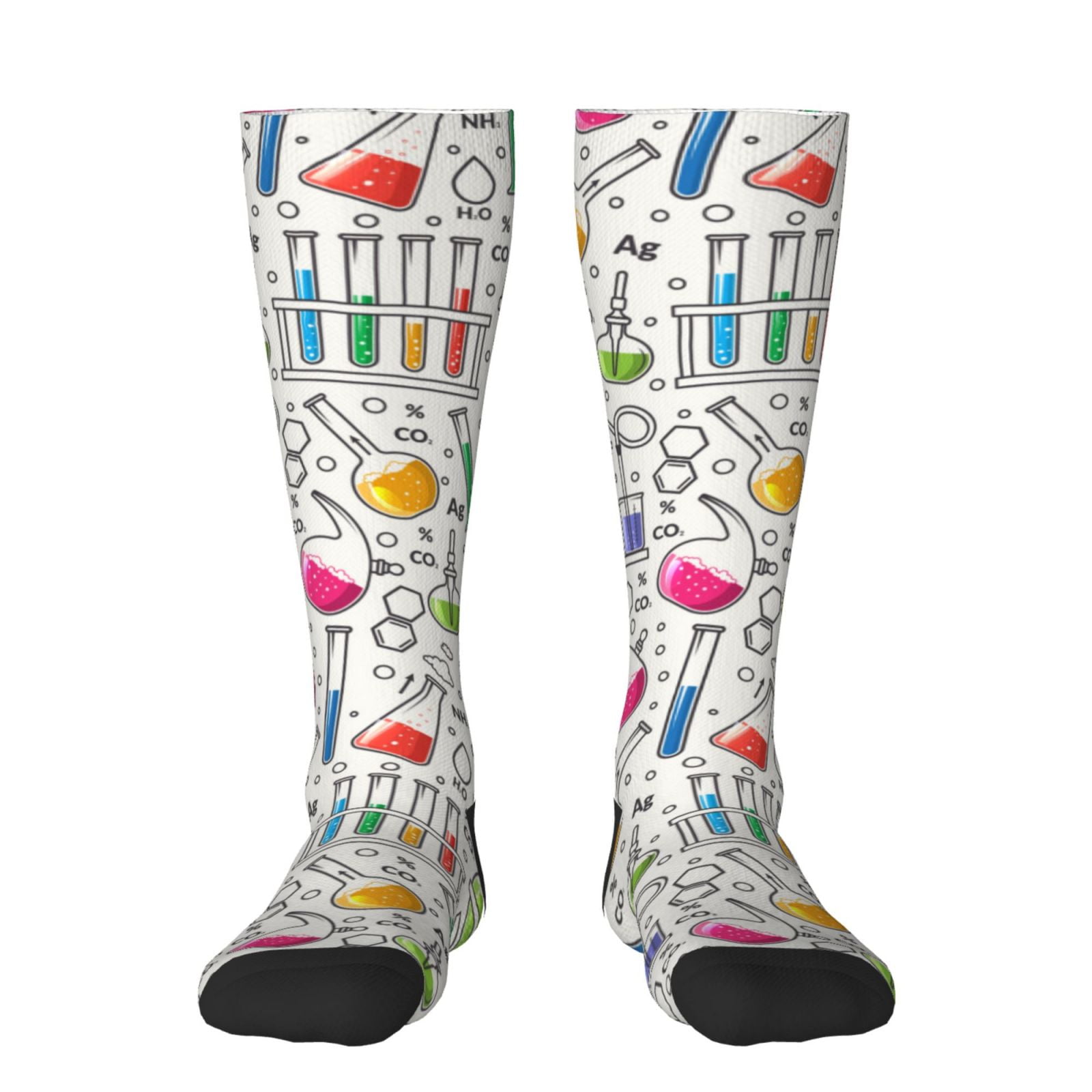 Xecao Chemical Flasks And Test Tubes print thigh-high socks, crafted ...