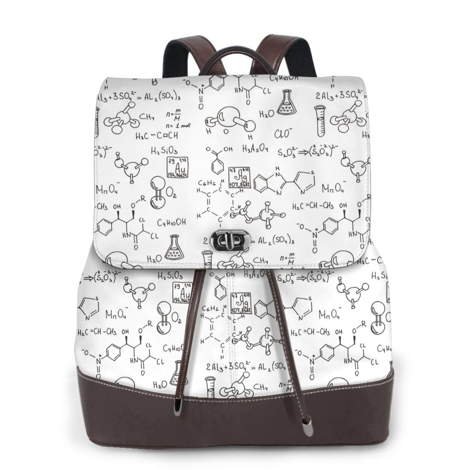 Xecao Chemical Formulas Print Large Backpack Soft Leather for Women ...
