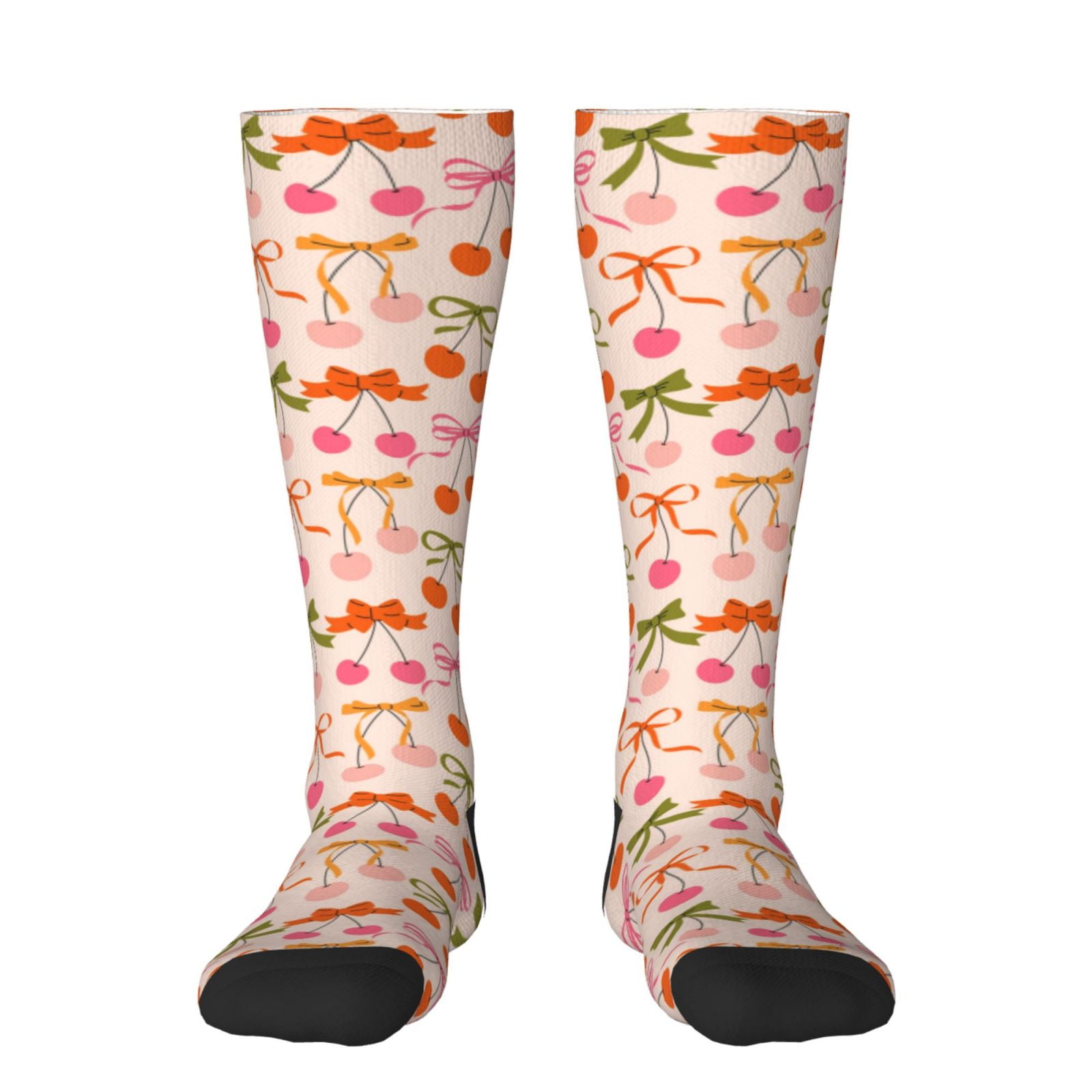 Xecao Cherries And Bows Print Compression Socks for Both Men And Women ...