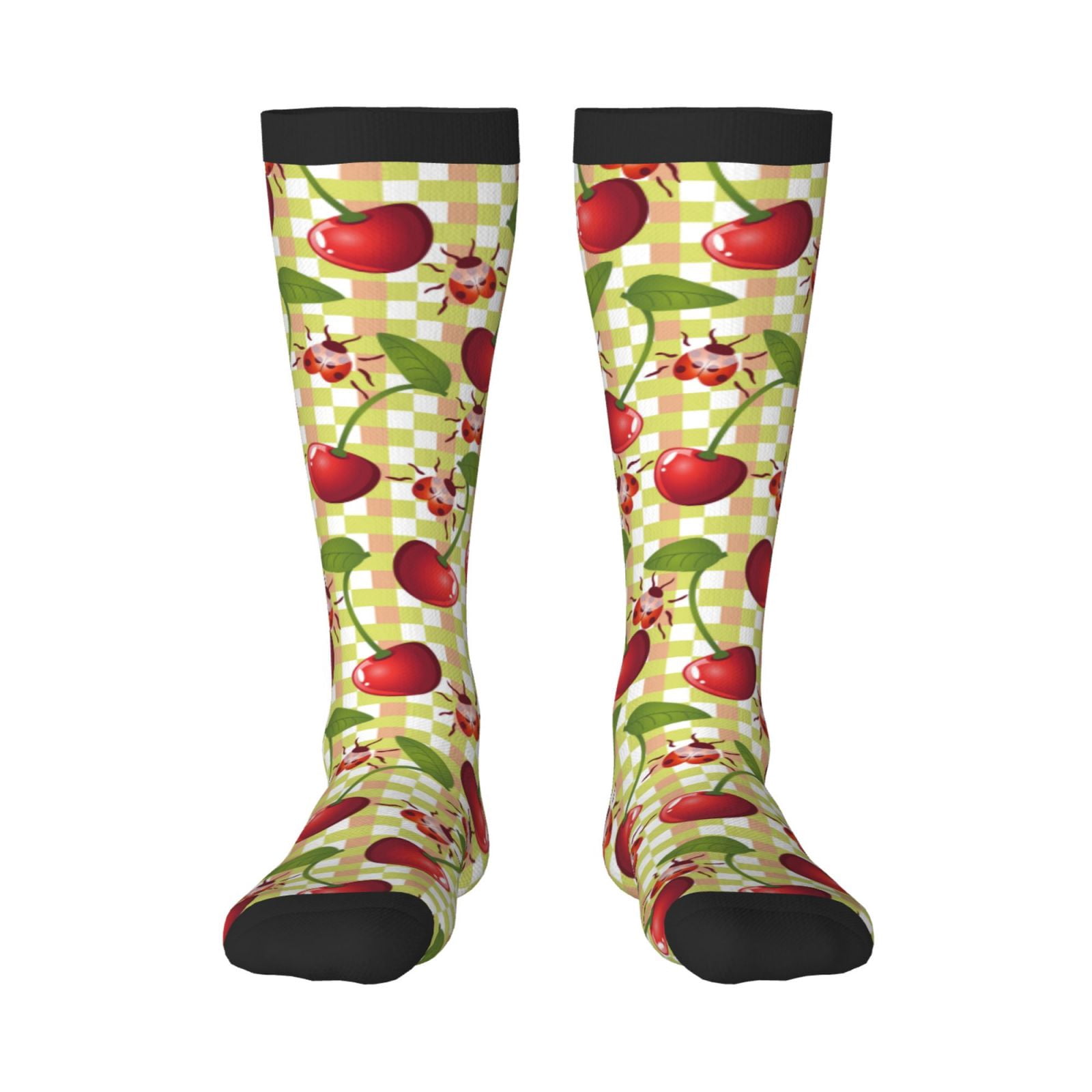 Xecao Cherries and Ladybirds print thigh-high socks, crafted for both ...