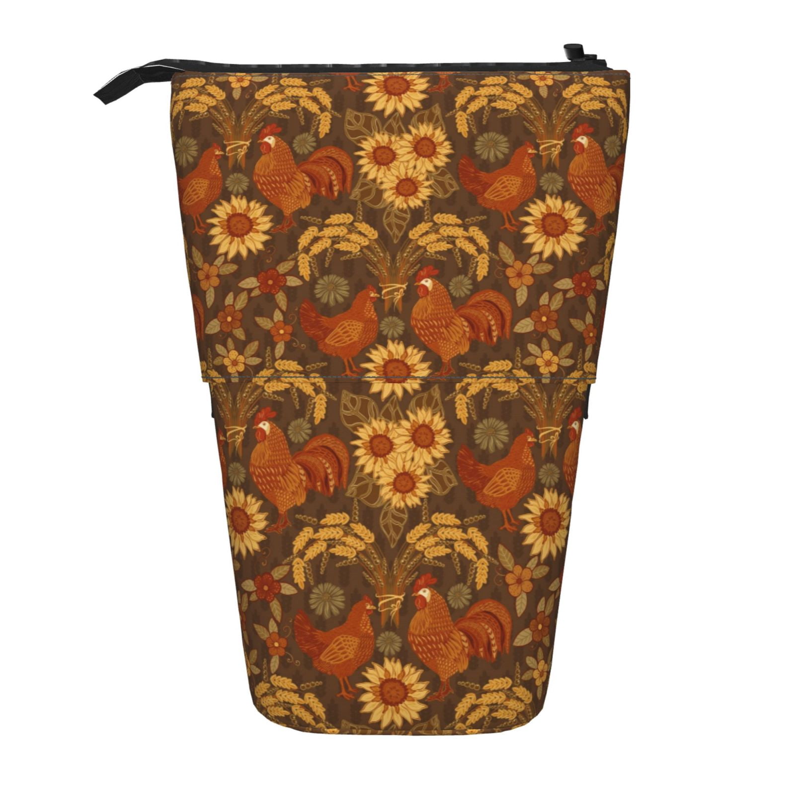 Xecao Chicken And Rooster Print Telescopic Pencil Bag Pen Holder Pop Up ...