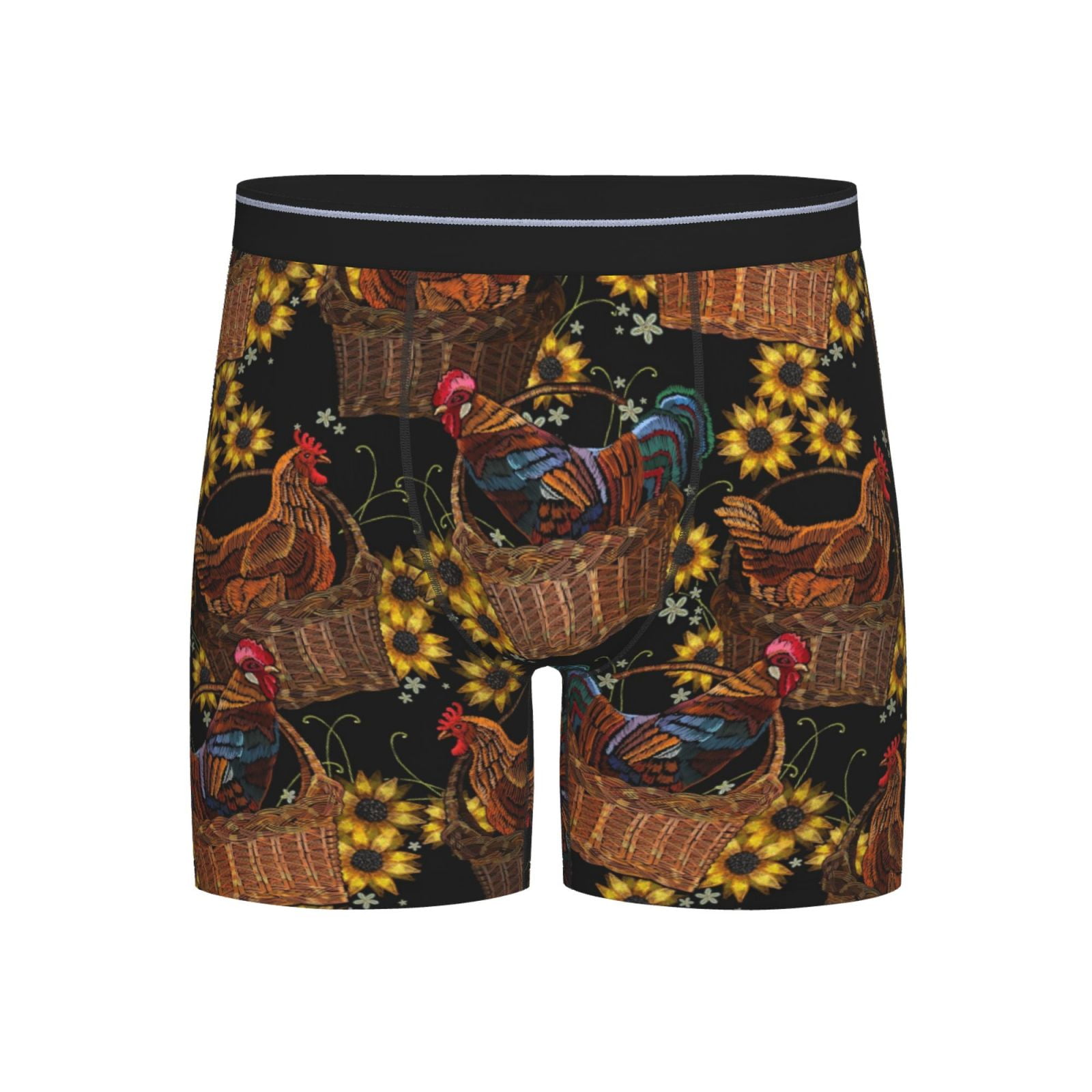 Xecao Chicken Rooster Print Boxer Briefs for Men's Stretch Moisture ...