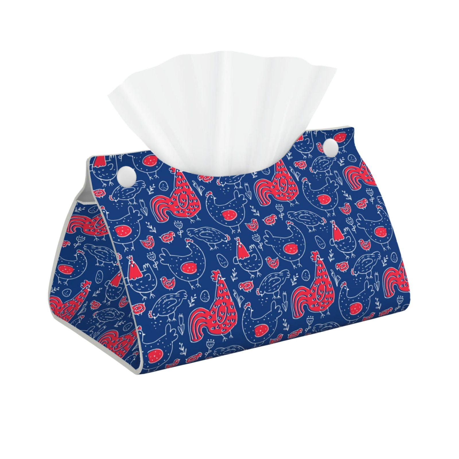 Xecao Chicken and Rooster Print Tissue Box Cover,Modern PVC Leather ...
