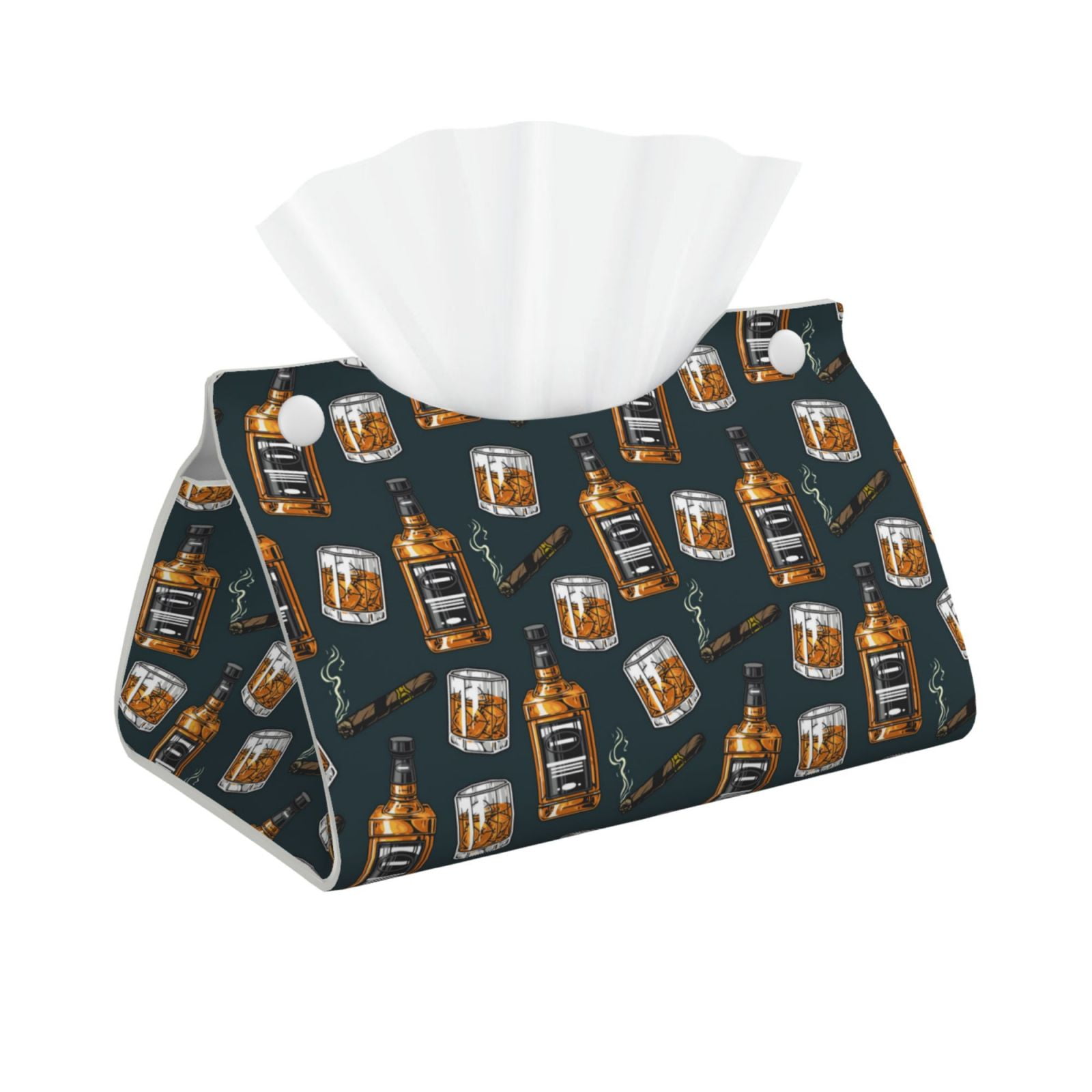 Xecao Cigar Print Tissue Box Cover,Modern PVC Leather Square Tissue Box ...