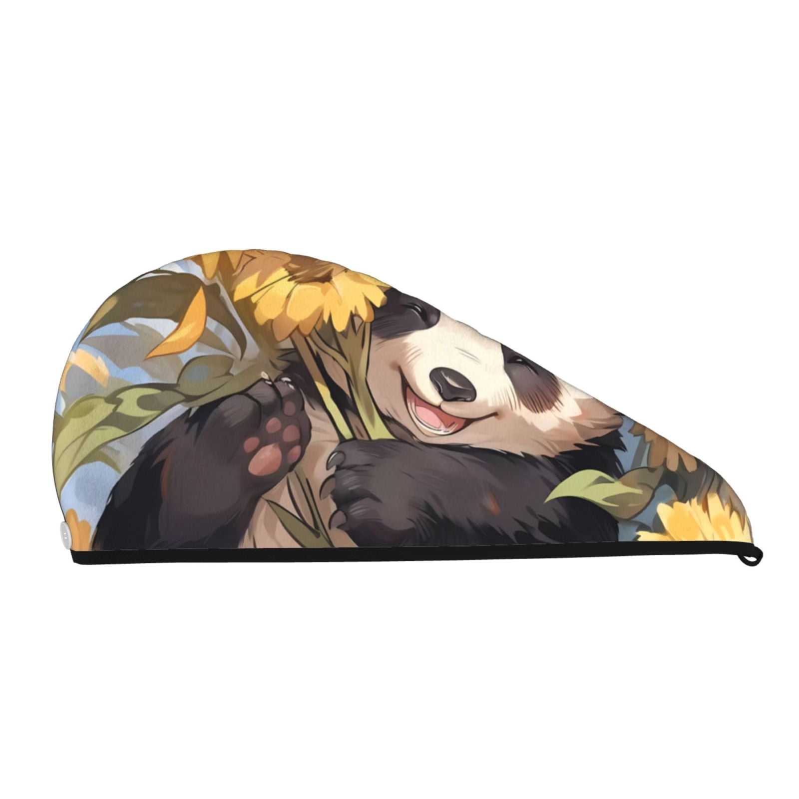 Xecao Clear Sky Cute Sunflower Panda Print Hair Towel, Hair Turbans for ...