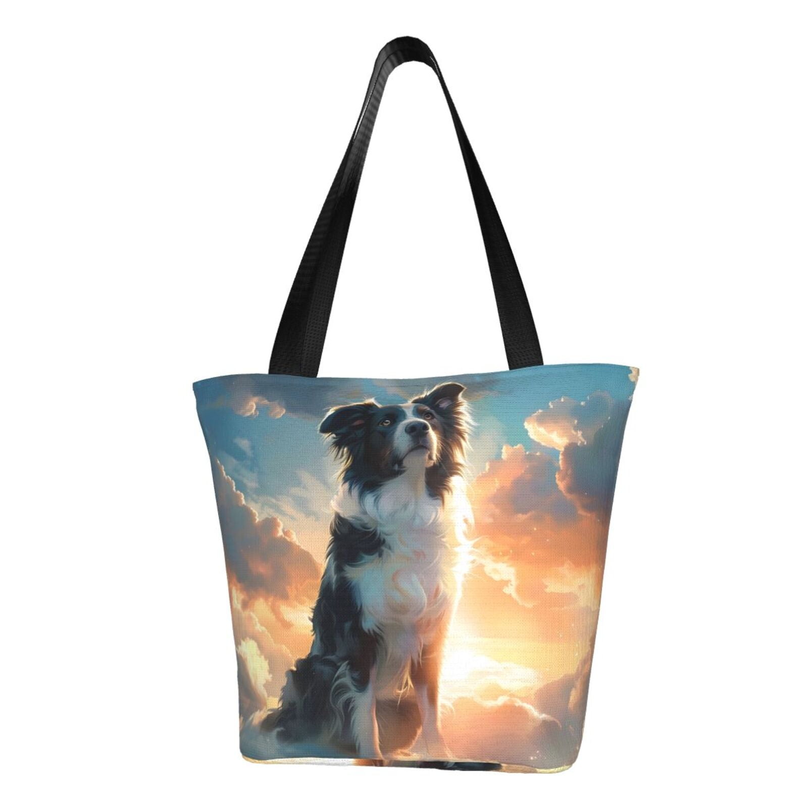 Xecao Cloud Border Collie for Tote Bag for Women -Tote Shoulder Bag with A Little Pocket Inside ...