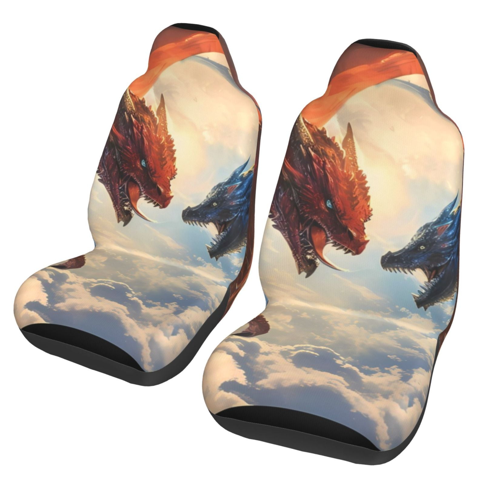 Xecao Cloud Red And Blue Dragon Print Car Seat Cover in That Fits Most ...