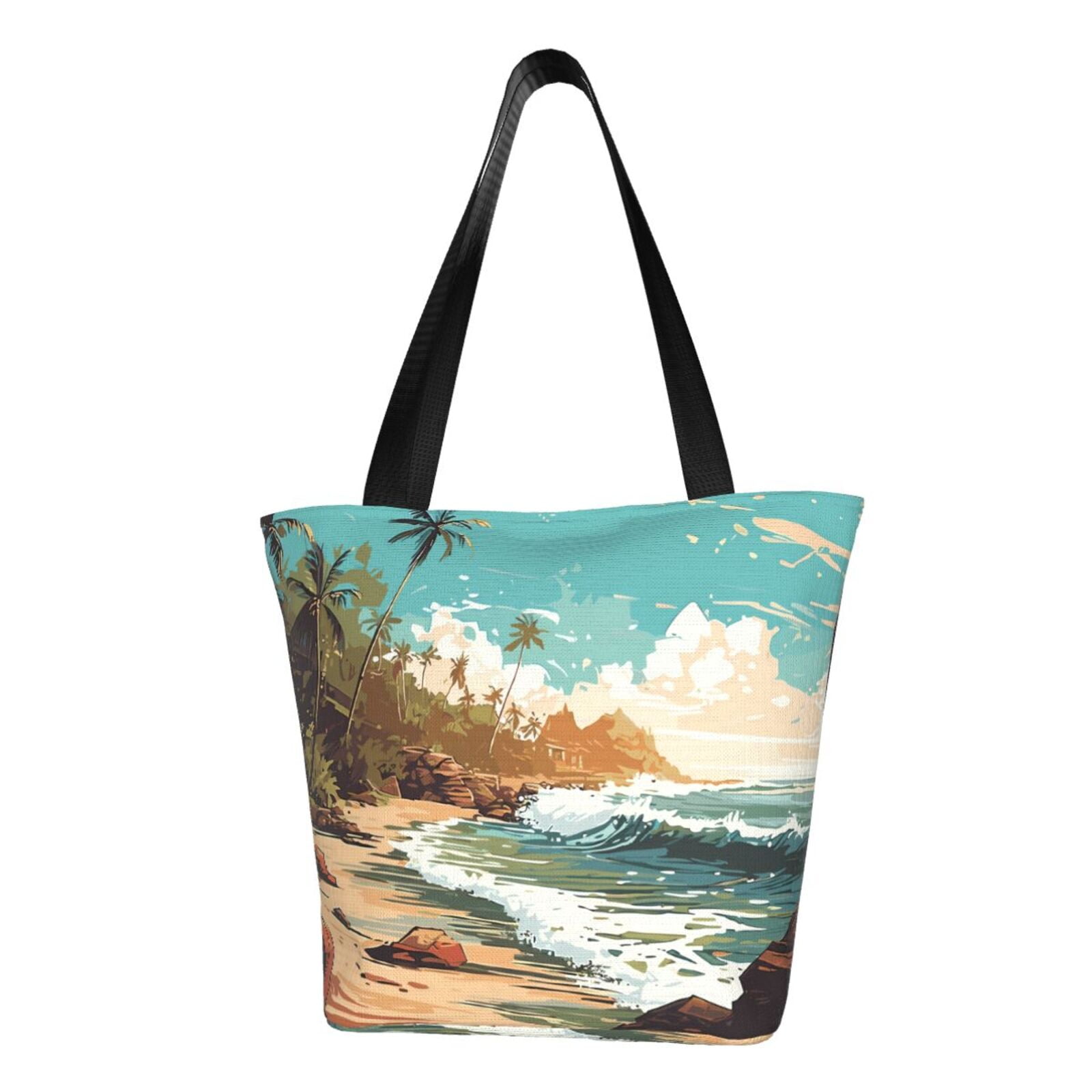 Xecao Coastal Palm Beach for Tote Bag for Women -Tote Shoulder Bag with A Little Pocket Inside ...