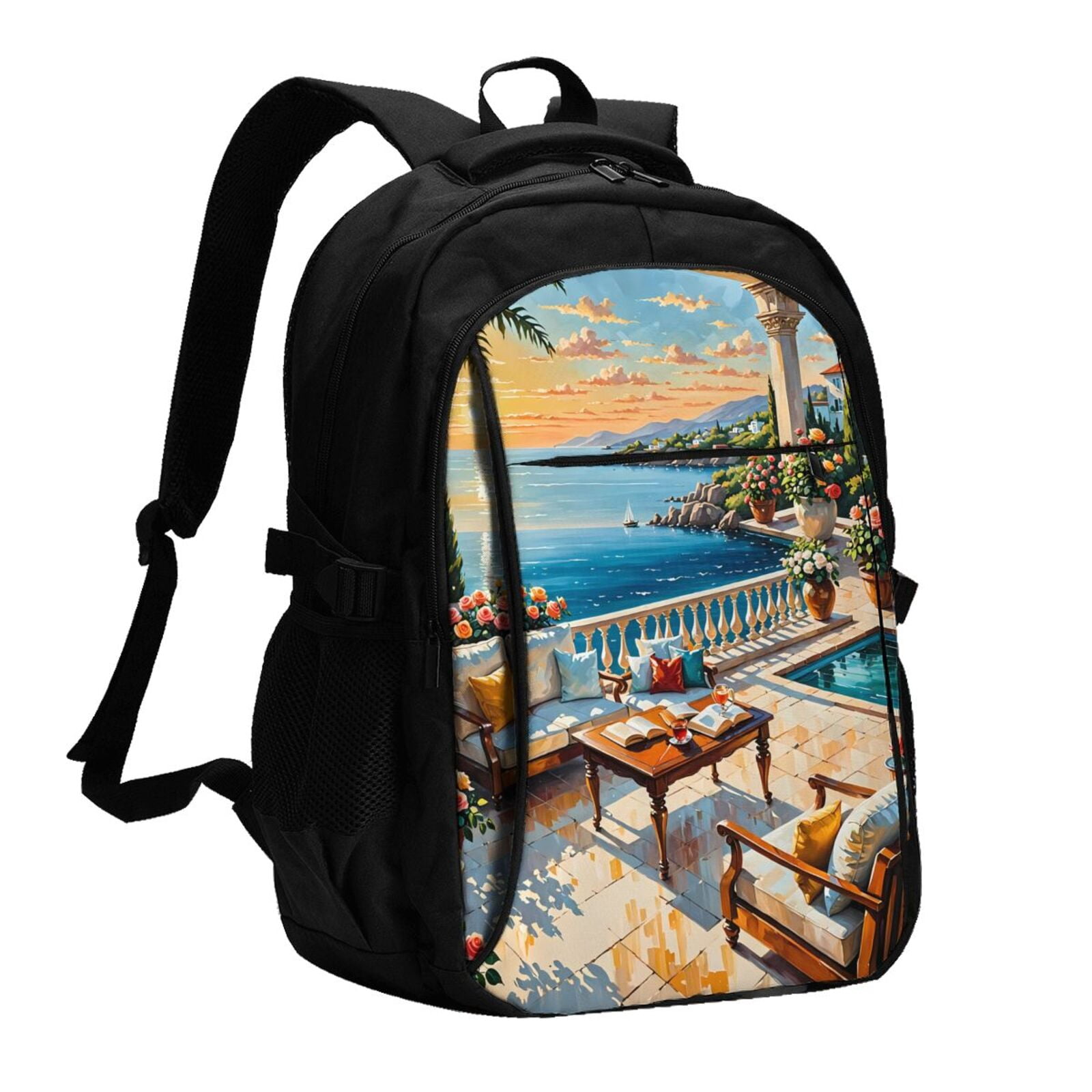 Xecao Coastal Style Garden Villa for Travel Laptop Backpack, USB ...