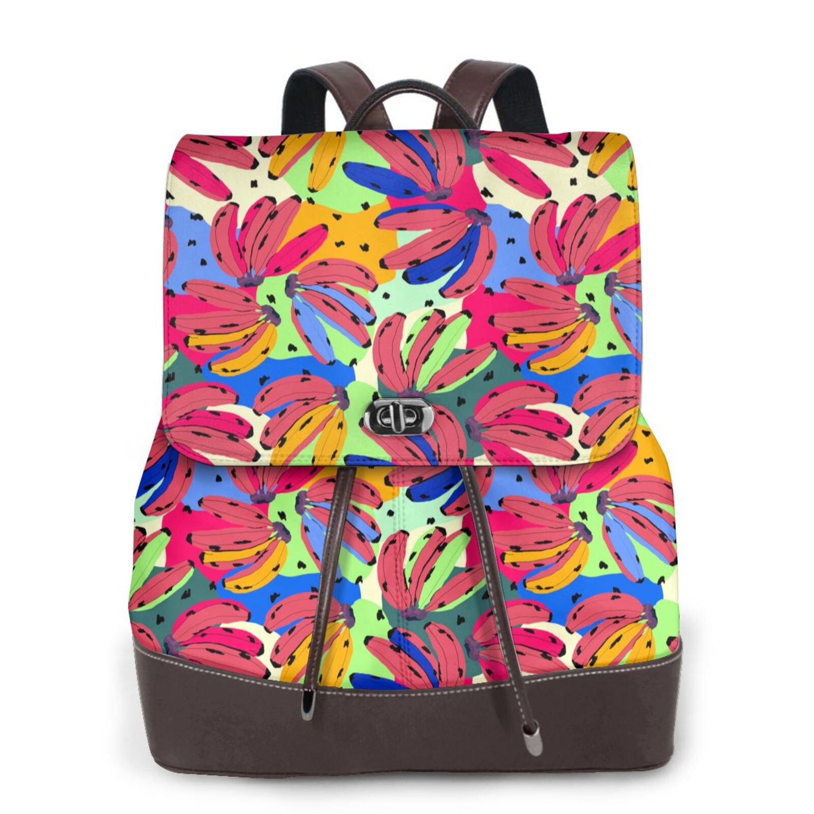 Xecao Colorful Bananas Print Large Backpack Soft Leather for Women ...