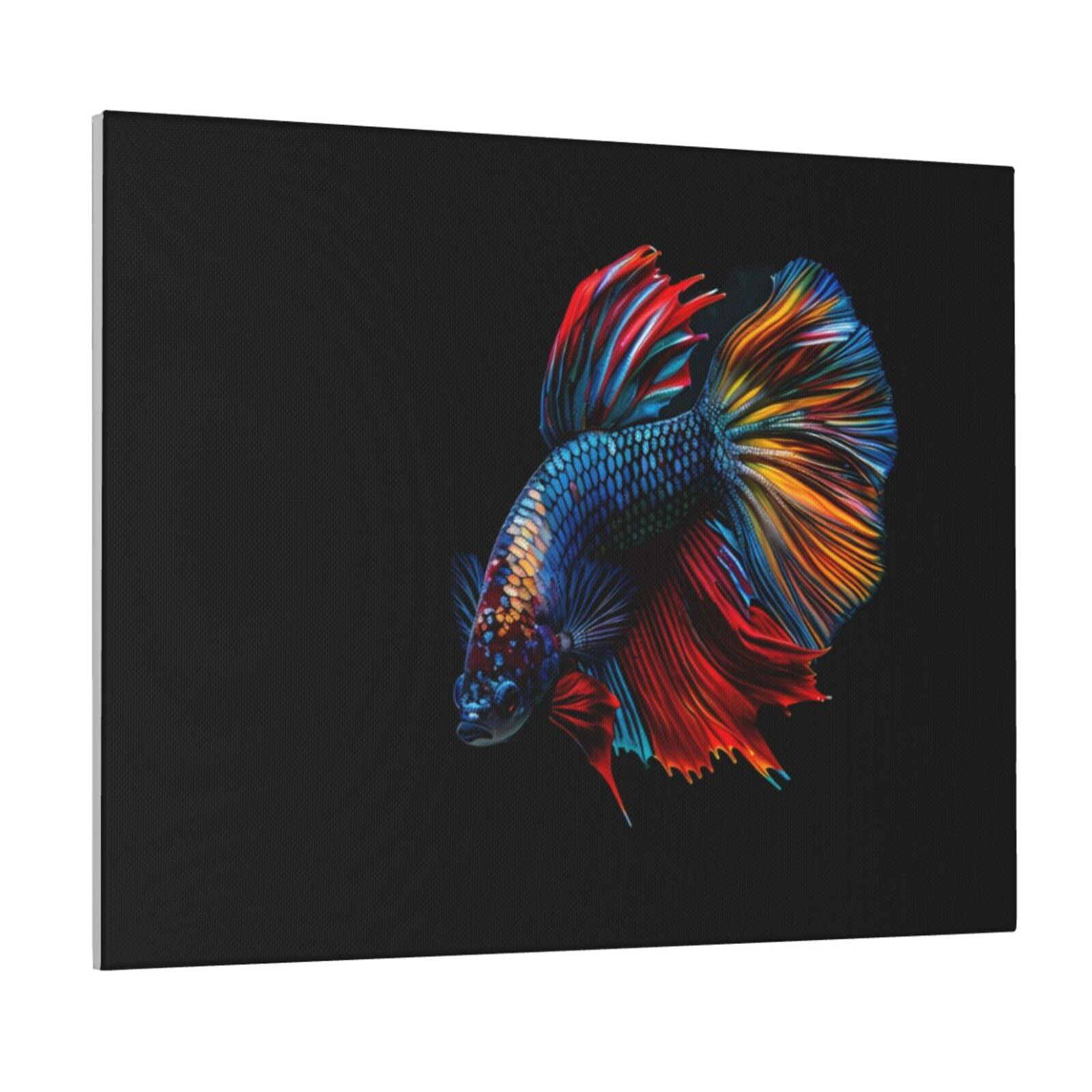 Xecao Colorful Betta Fish for Waterproof Framed Canvas Art - Modern ...