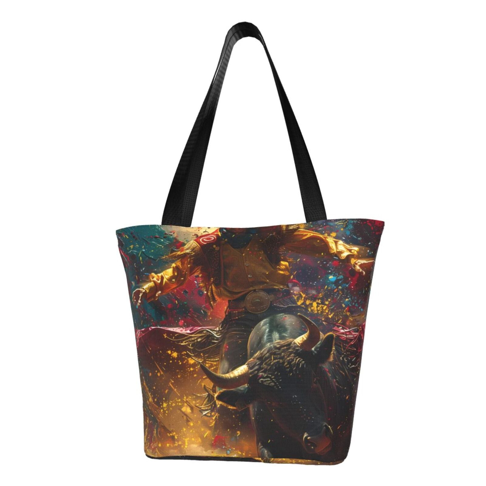 Xecao Colorful Bull Western Man for Tote Bag for Women -Tote Shoulder Bag with A Little Pocket ...
