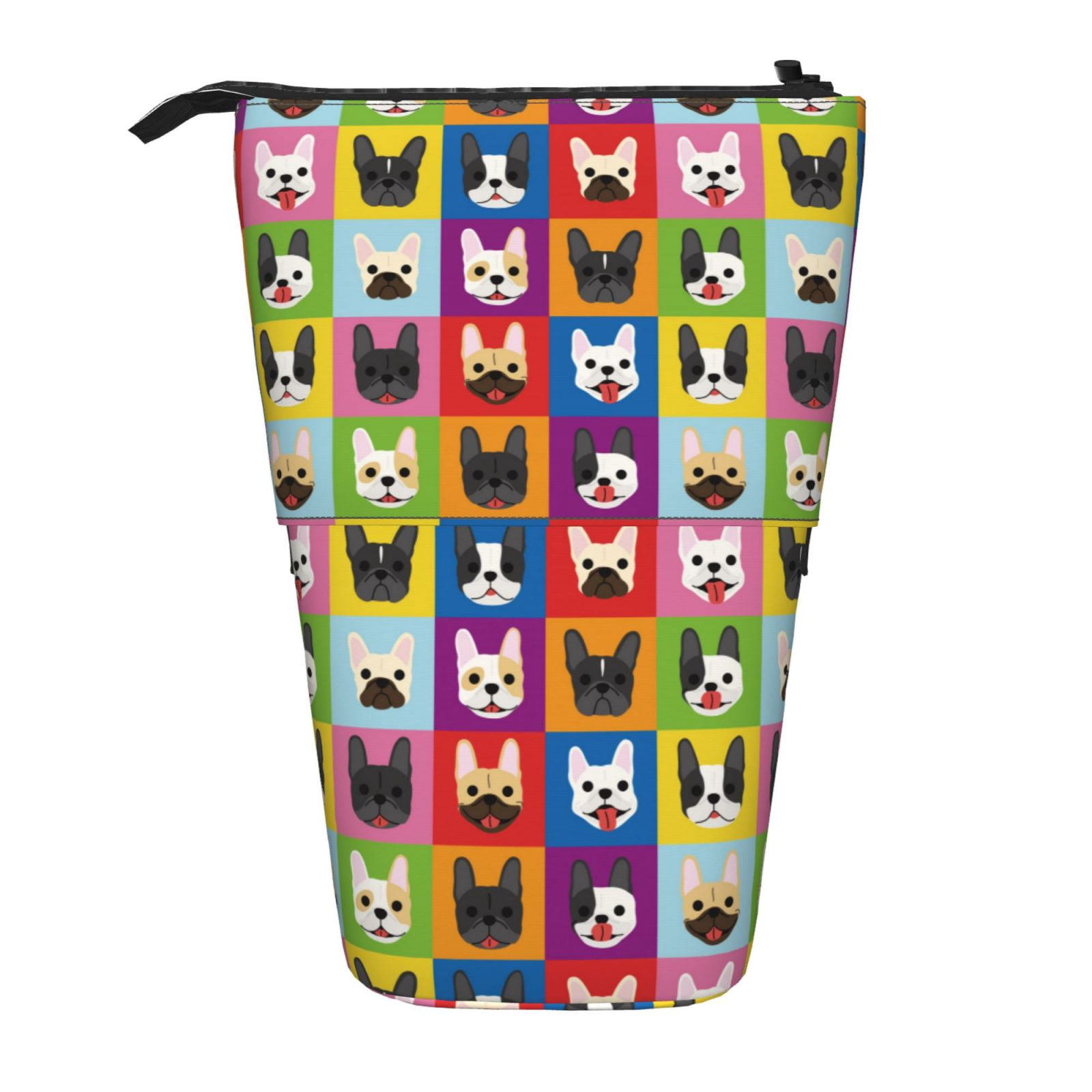 Xecao Colorful Bulldog Print Telescopic Pencil Bag Pen Holder Pop Up ...
