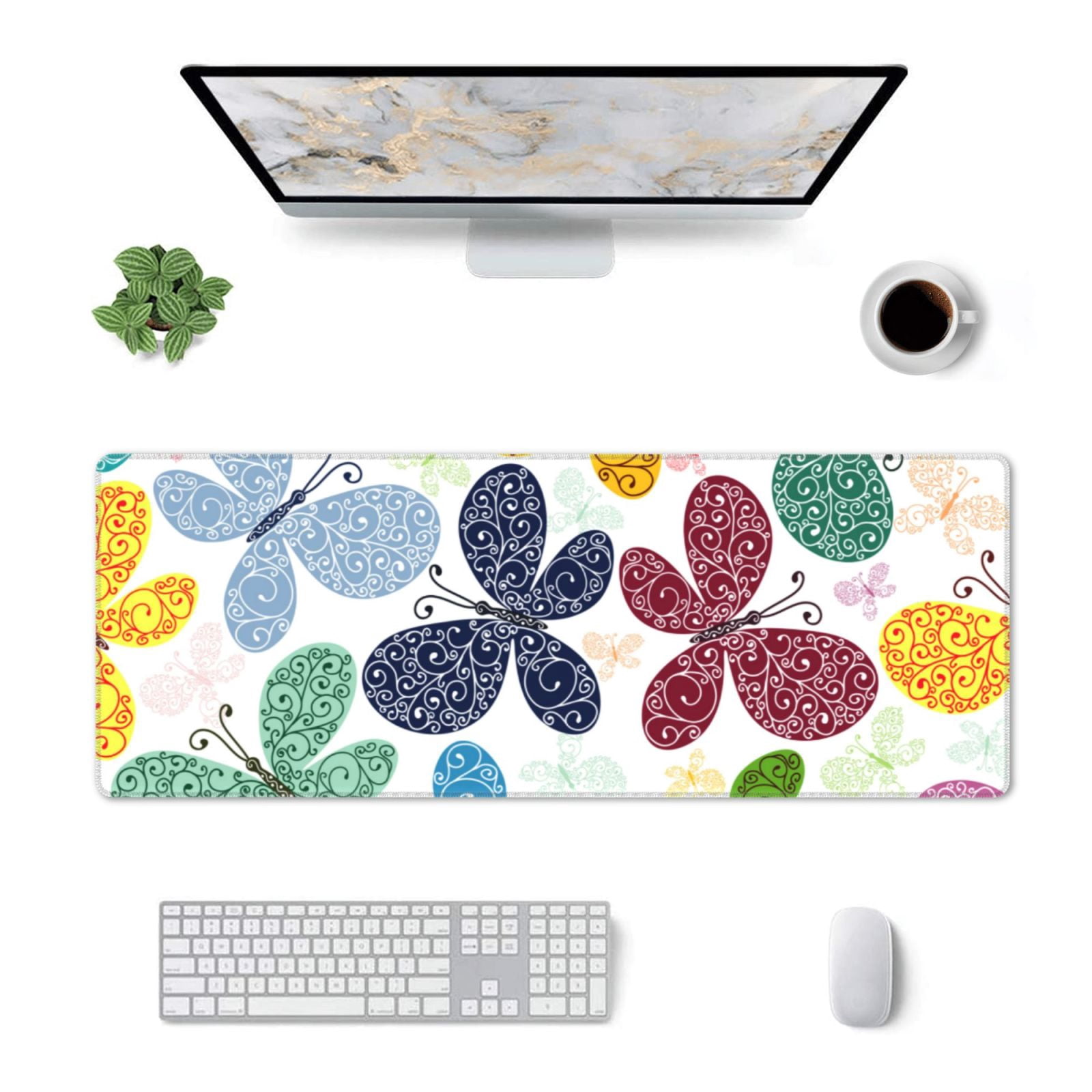 Xecao Colorful Butterflies for Mouse Pad - Waterproof Extended Contour ...