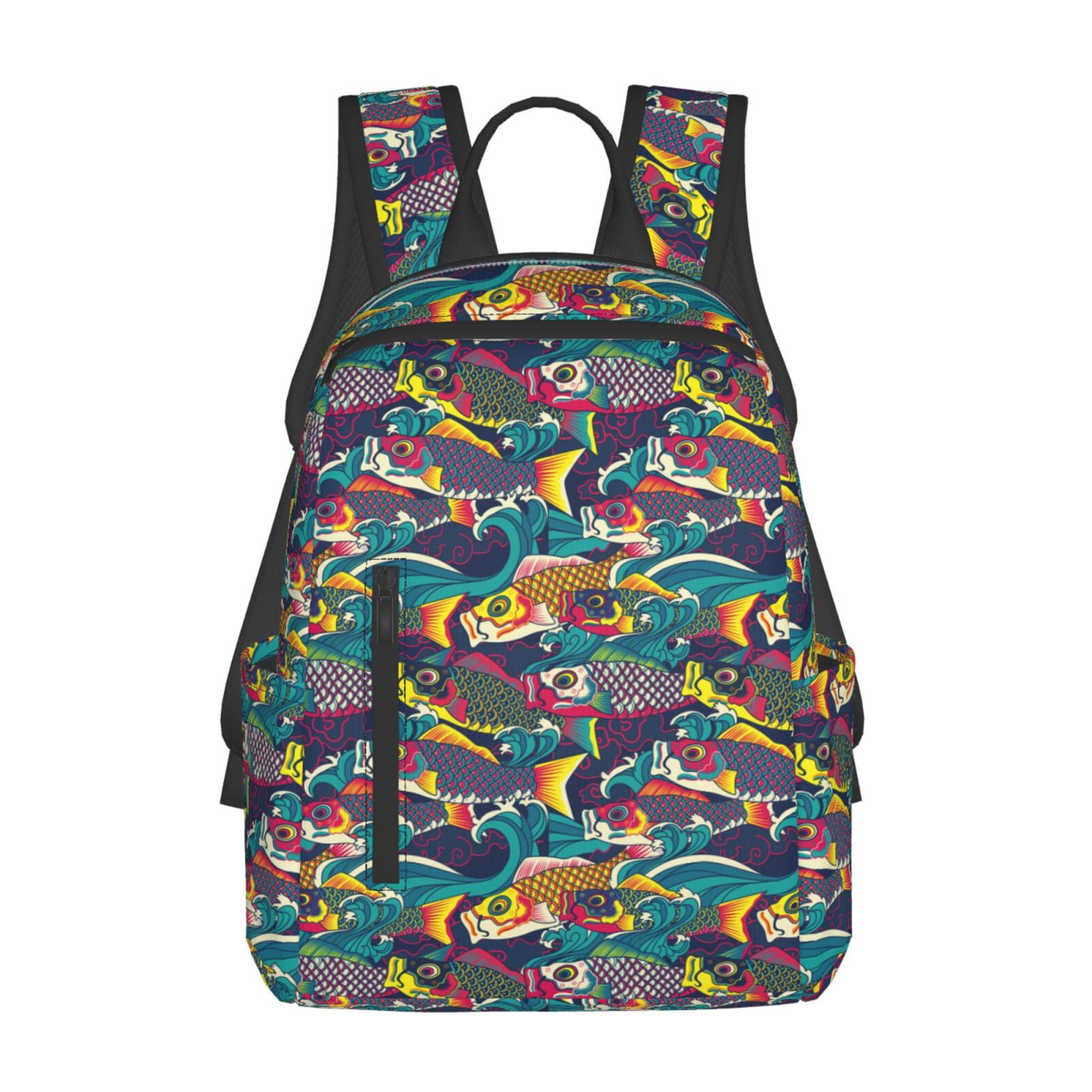 Xecao Colorful Carp Streamer print Backpack For women men Aesthetic ...