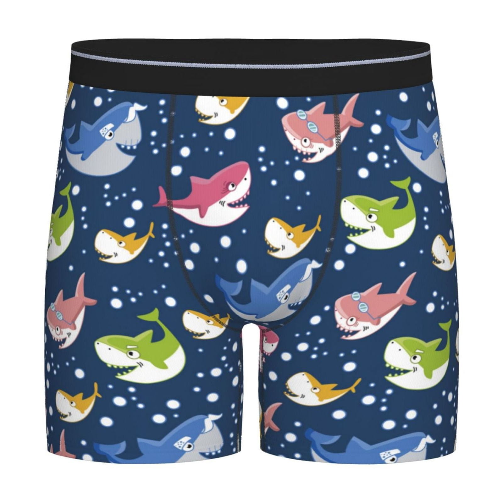Xecao Colorful Cartoon Shark Print Boxer Briefs for Men's Stretch ...