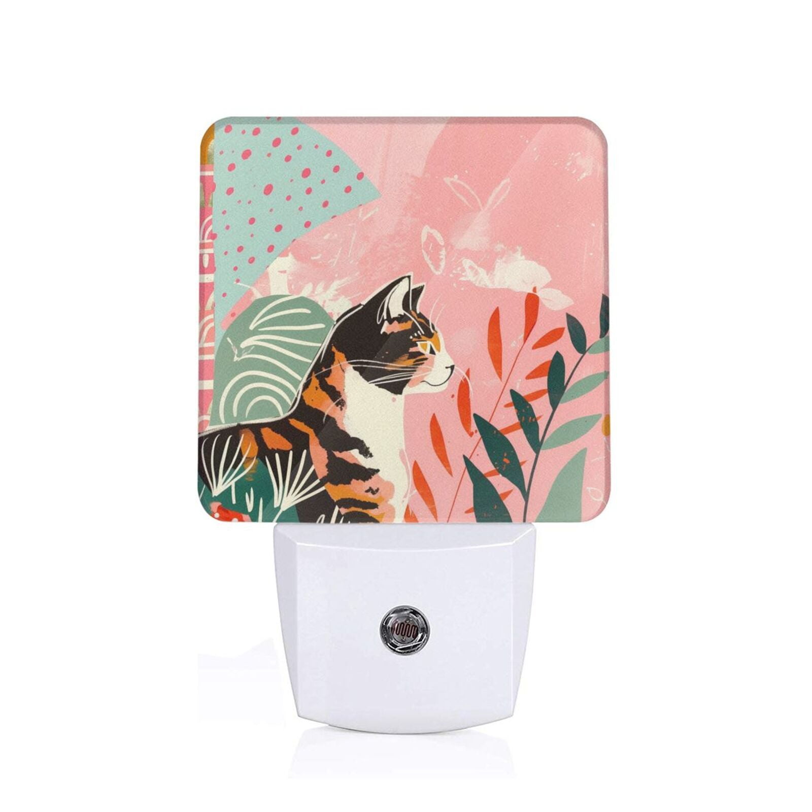 Xecao Colorful Cat With Flowers for Night Light - a Wall-mounted LED ...