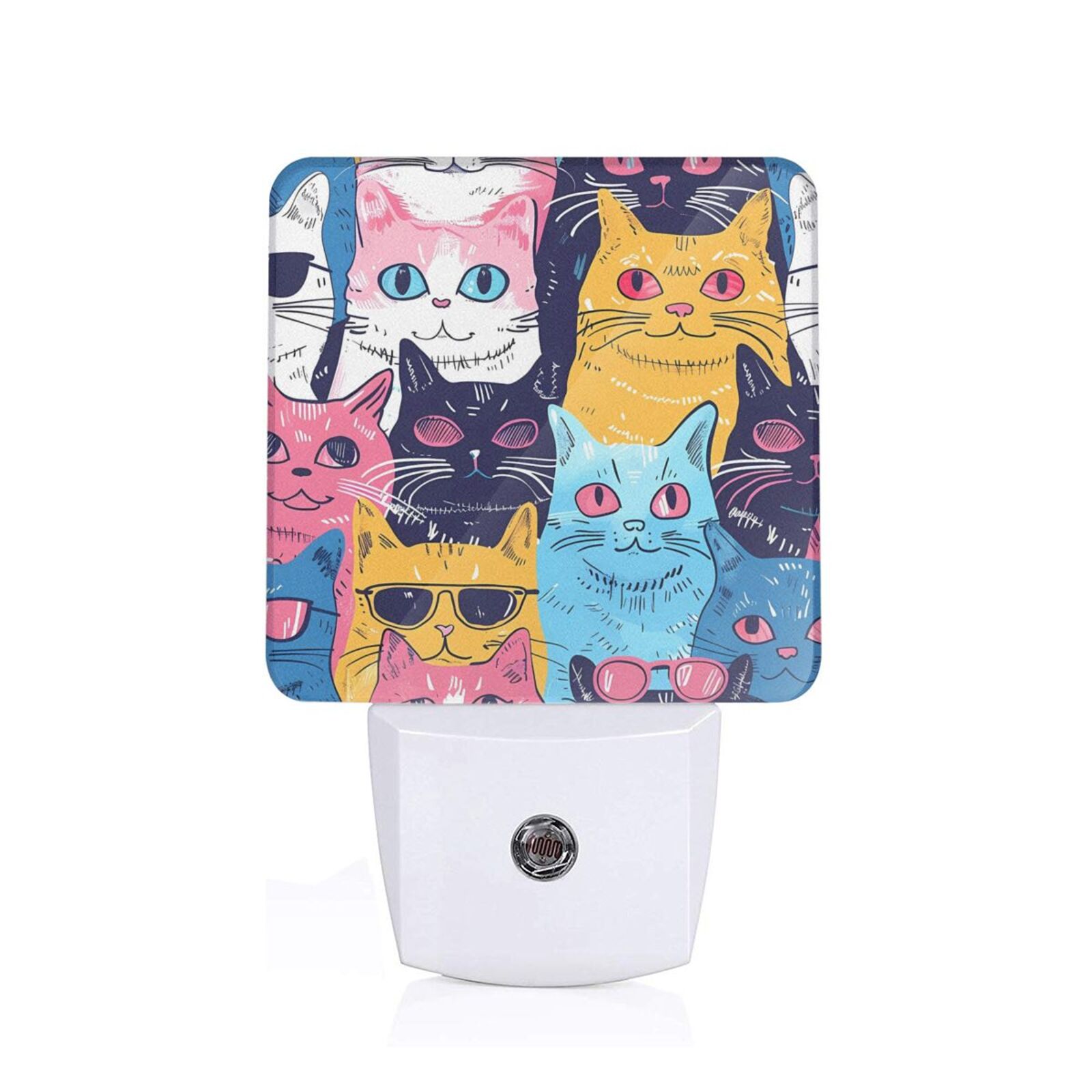 Xecao Colorful Cats Pattern Art for Night Light - a Wall-mounted LED ...