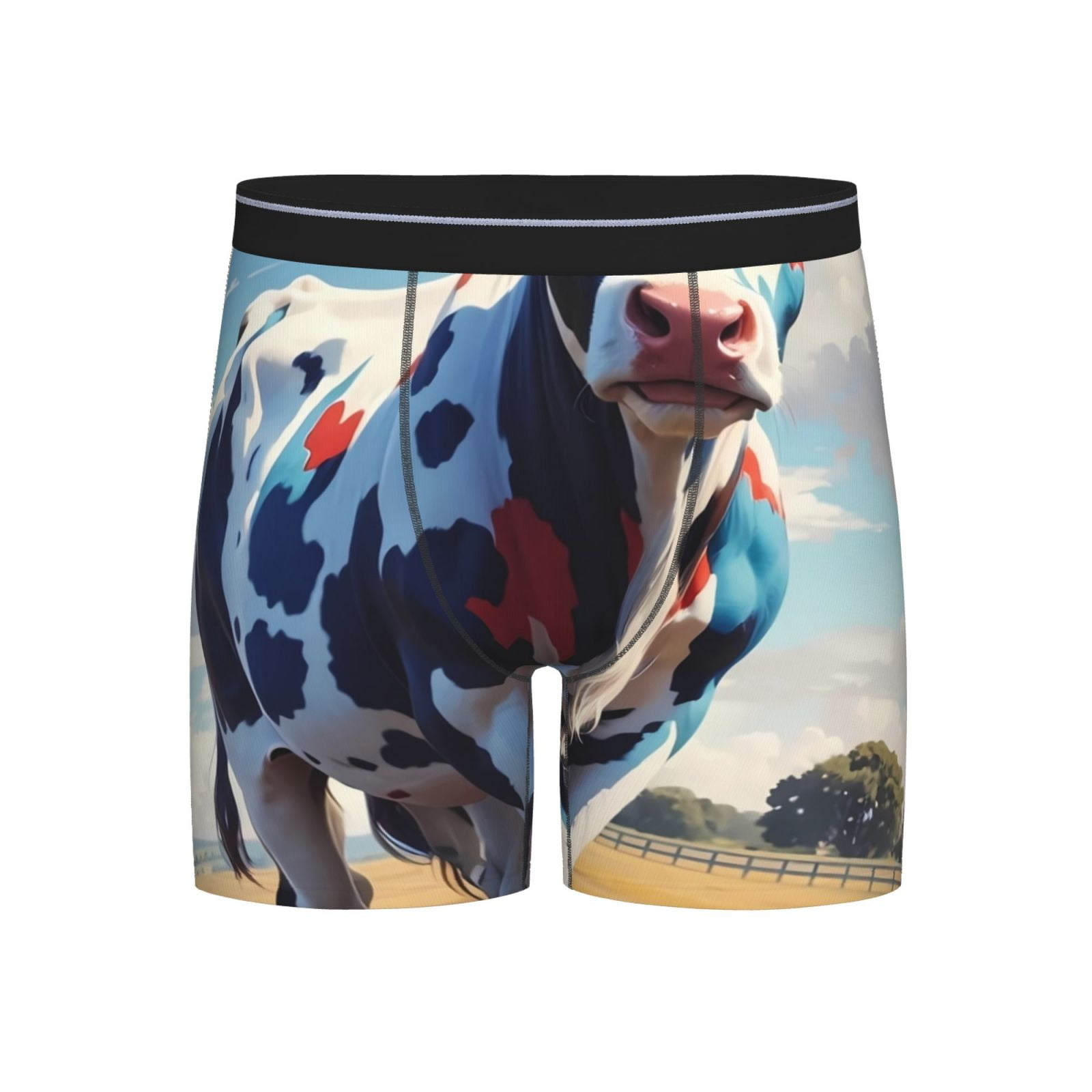 Xecao Colorful Cow Pasture Print Boxer Briefs for Men's Stretch ...