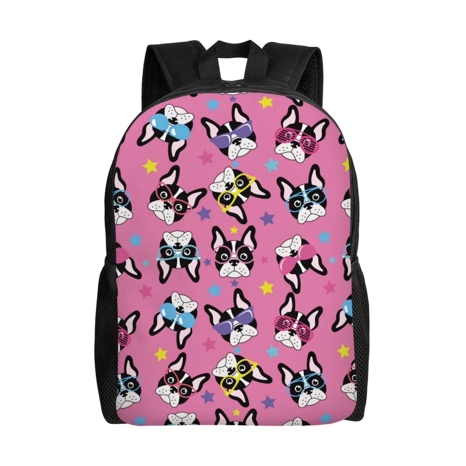 Xecao Colorful Cute French Bulldog Print School Backpack with Laptop ...