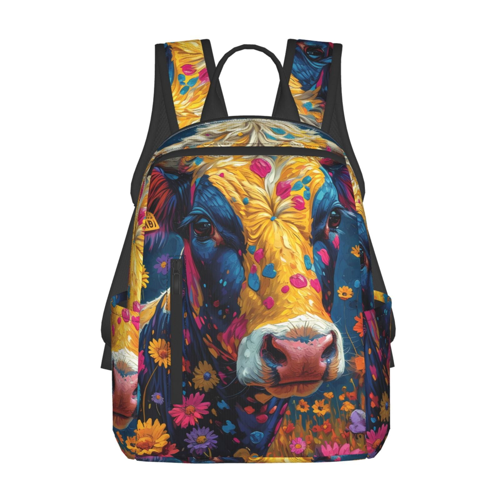 Xecao Colorful Daisy Sunflower Cow print Backpack For women men ...