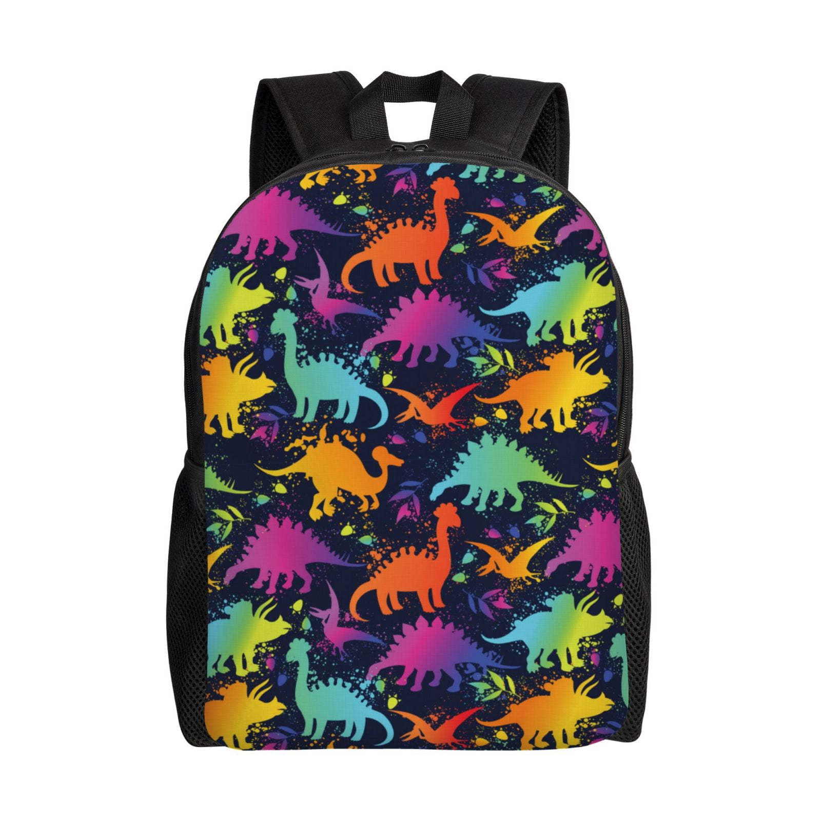 Xecao Colorful Dinosaur Print School Backpack with Laptop Compartment ...