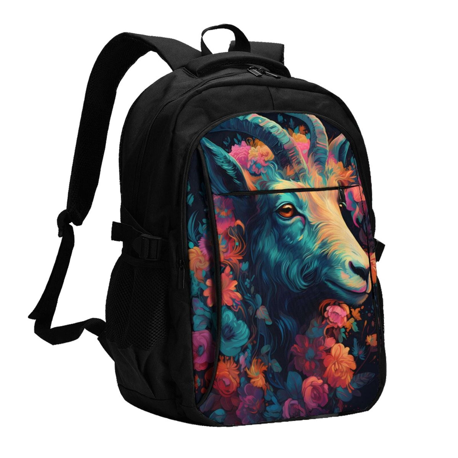 Xecao Colorful Flower Goat for Travel Laptop Backpack, USB-Charging ...
