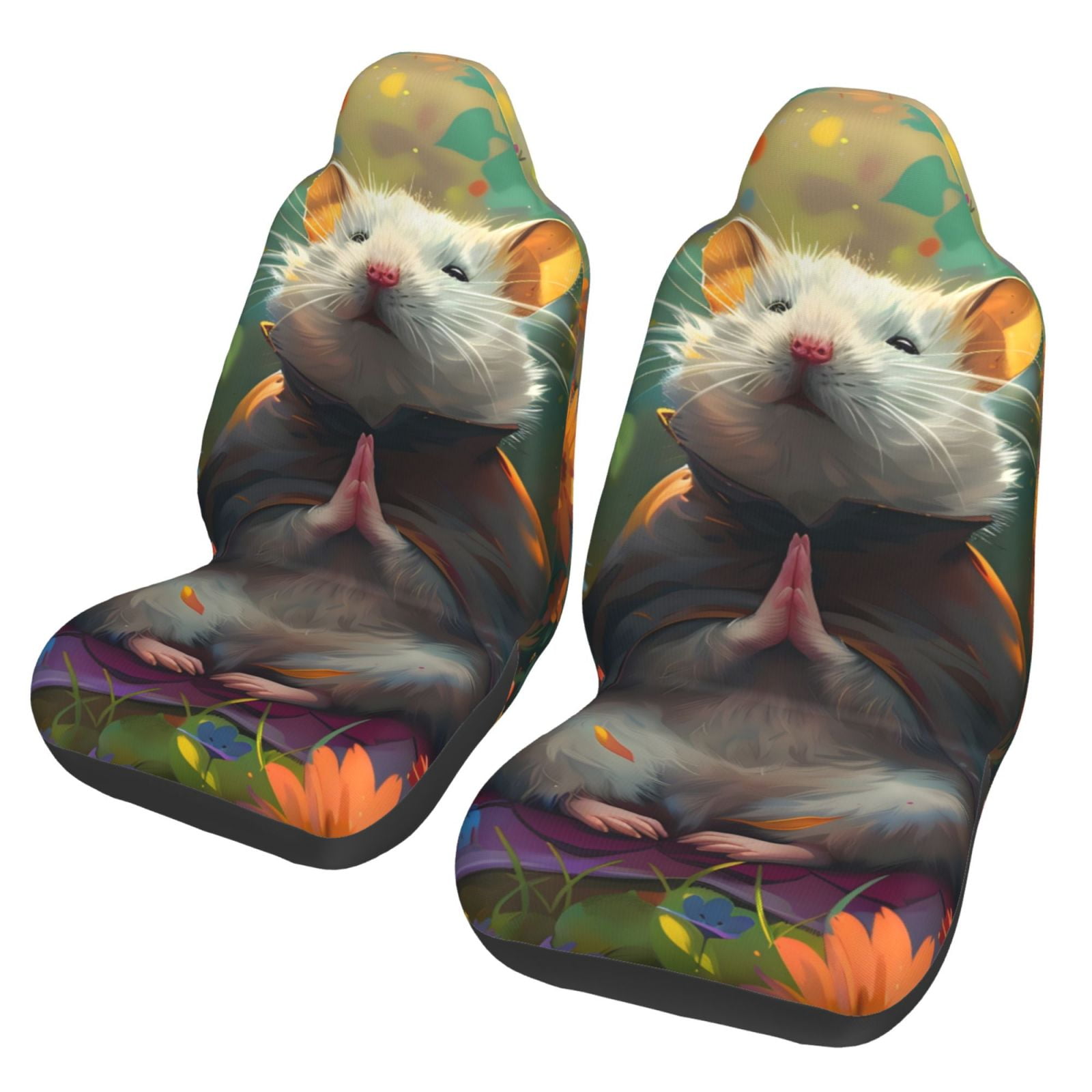 Xecao Colorful Flower Meditating Hamster Print Car Seat Cover in That ...