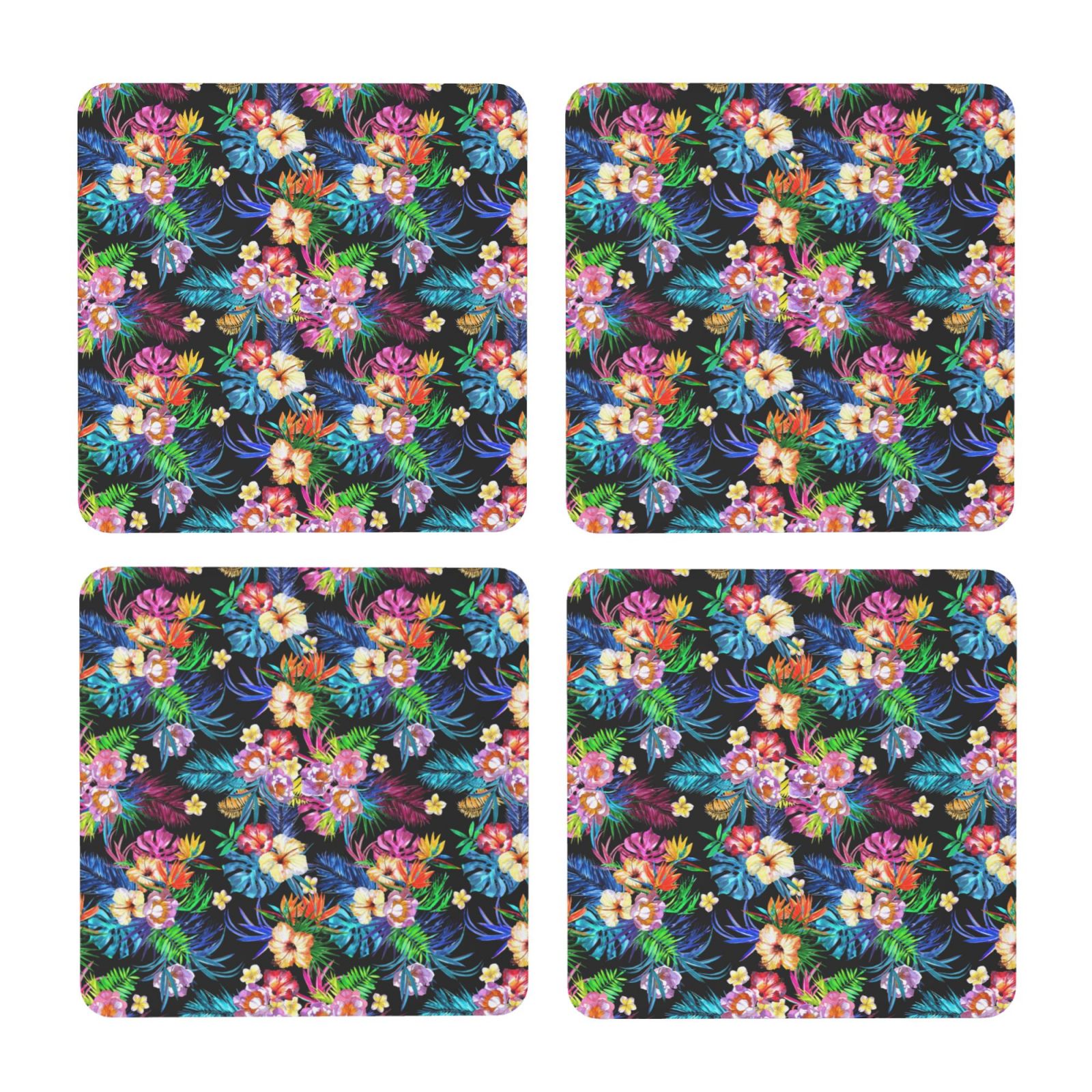 Xecao Colorful Flowers for MDF Cork Coaster 4 Pcs,Drink Coasters,Suit ...