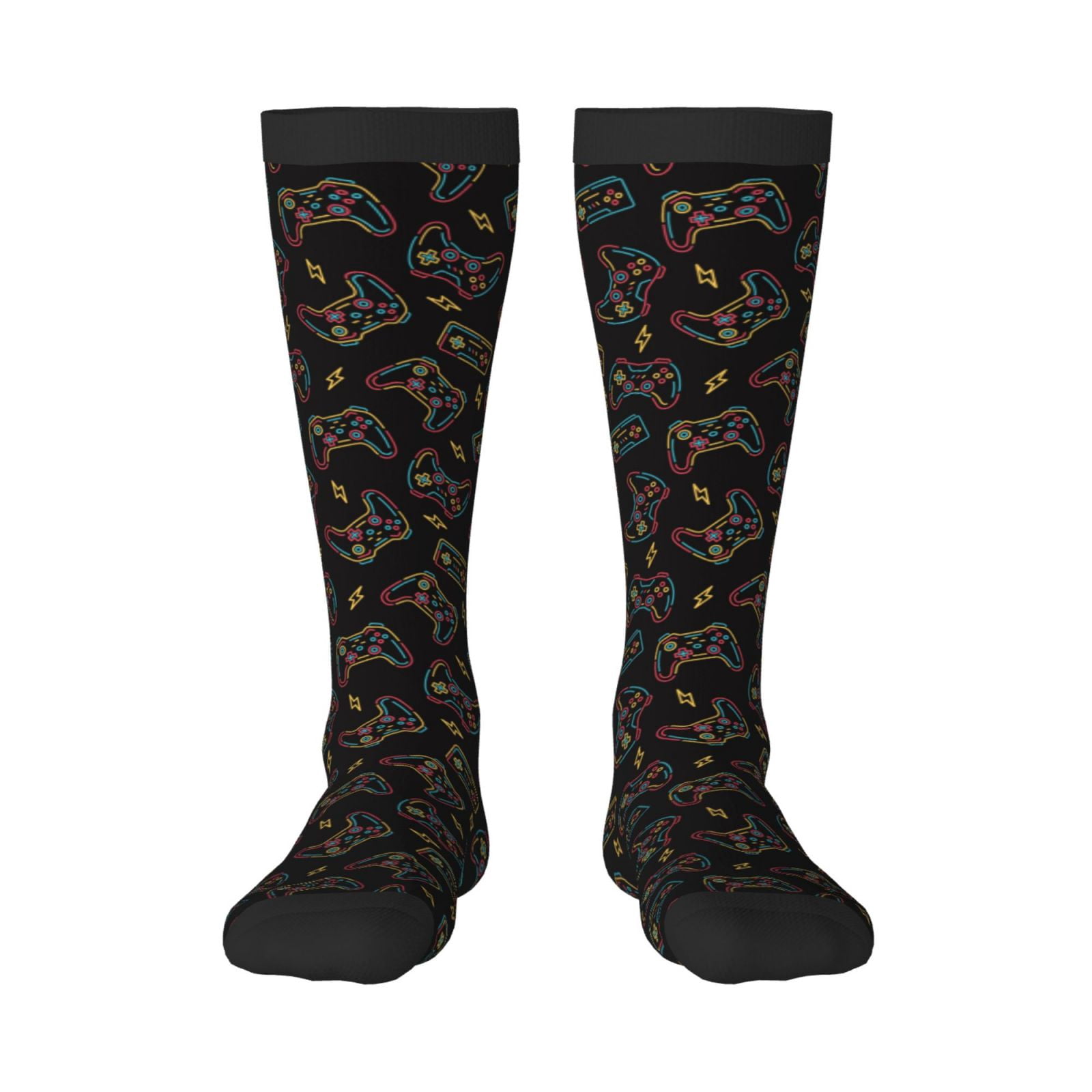 Xecao Colorful Game Controller print thigh-high socks, crafted for both ...