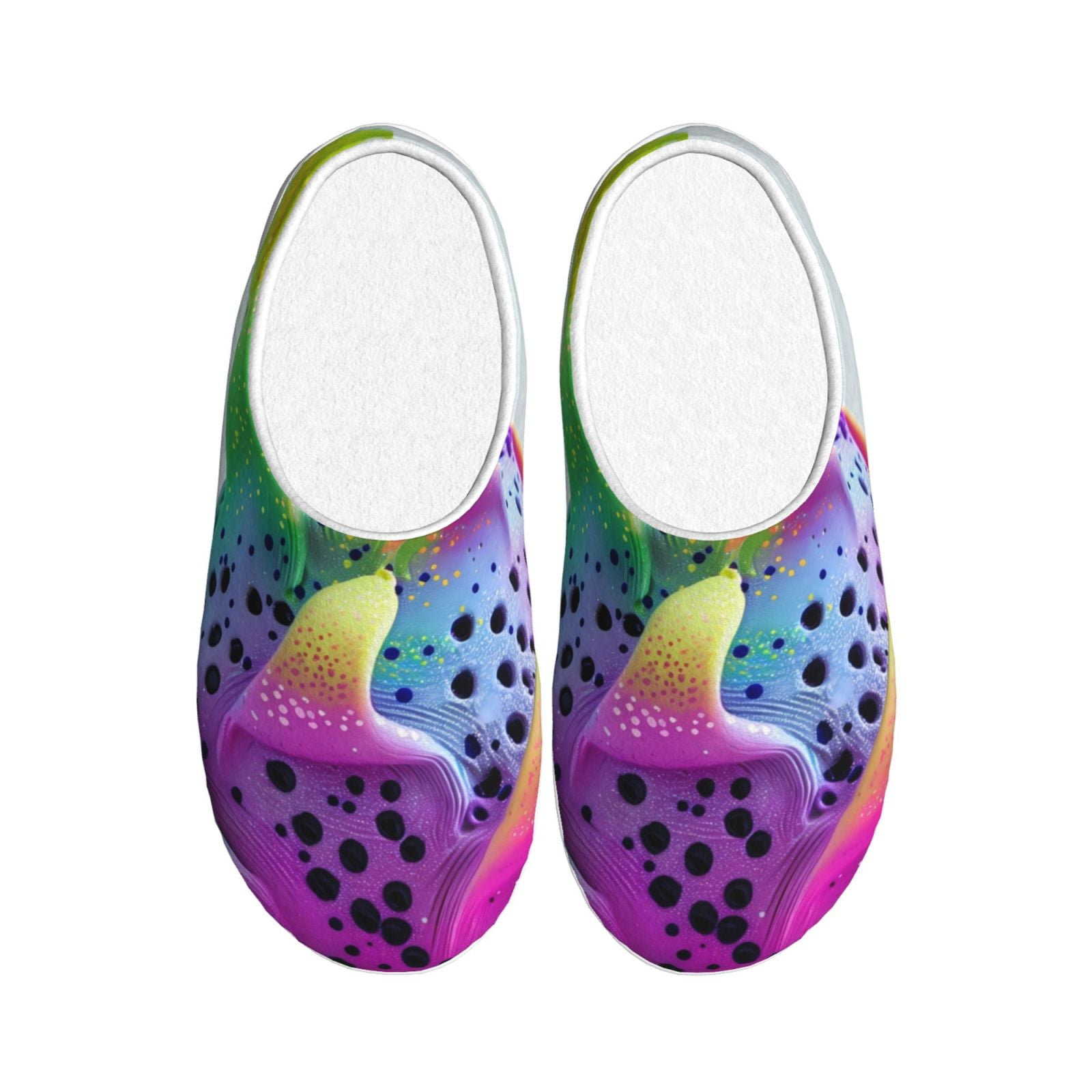 Xecao Colorful Glitter Dagon Fruit Print Cotton Slippers Fuzzy Warm ...
