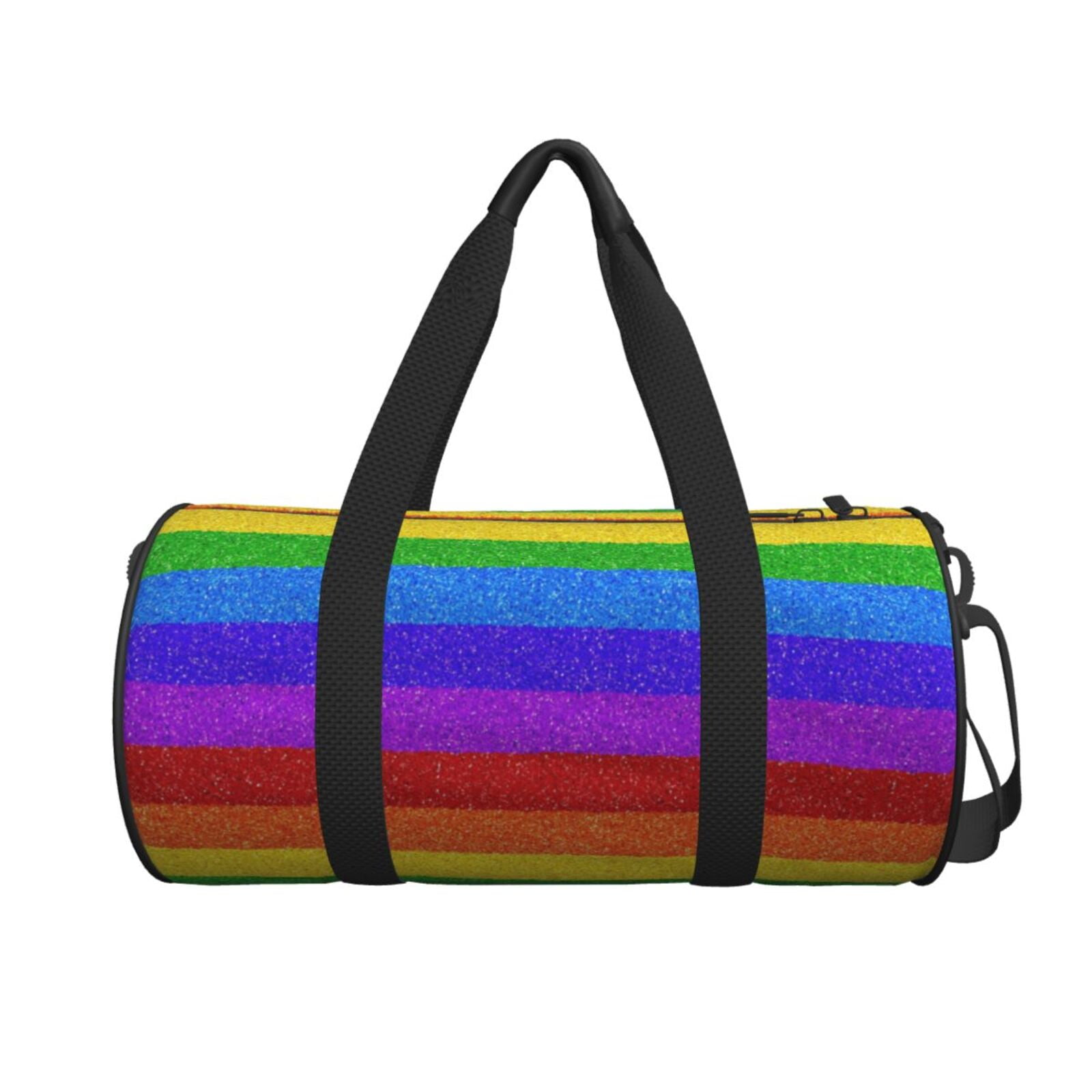 Xecao Colorful Glitter Rainbow print Round Travel Duffel Bag is a ...
