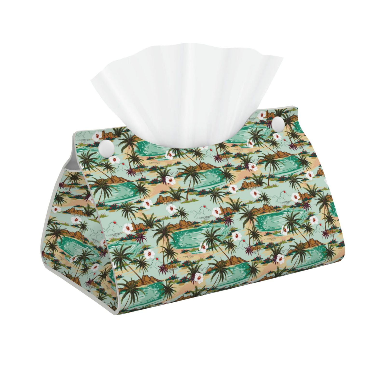 Xecao Colorful Hawaii Palms Print Tissue Box Cover,Modern PVC Leather ...