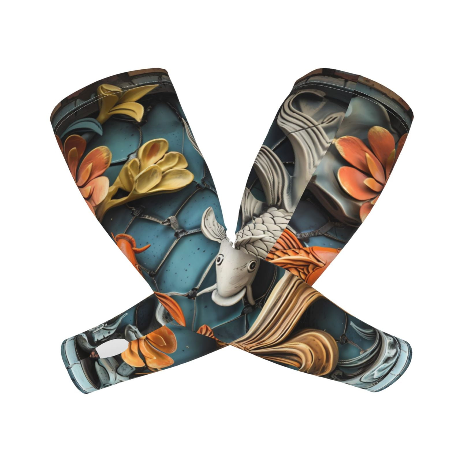 Xecao Colorful Koi Fish Art Print Cooling Arm Sleeves, UPF 50 UV Sun ...