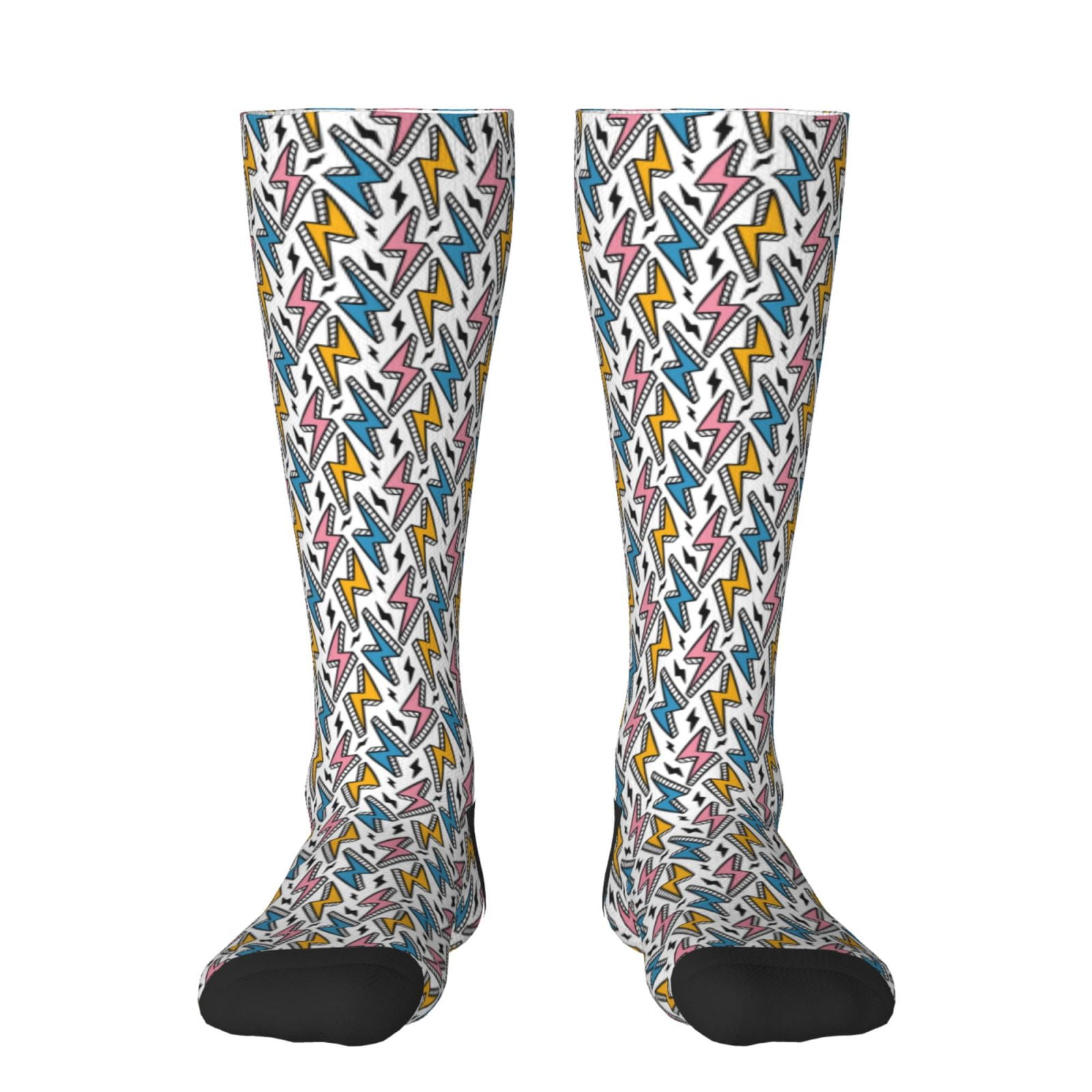 Xecao Colorful Lightning Bolts Print Compression Socks for Both Men And ...
