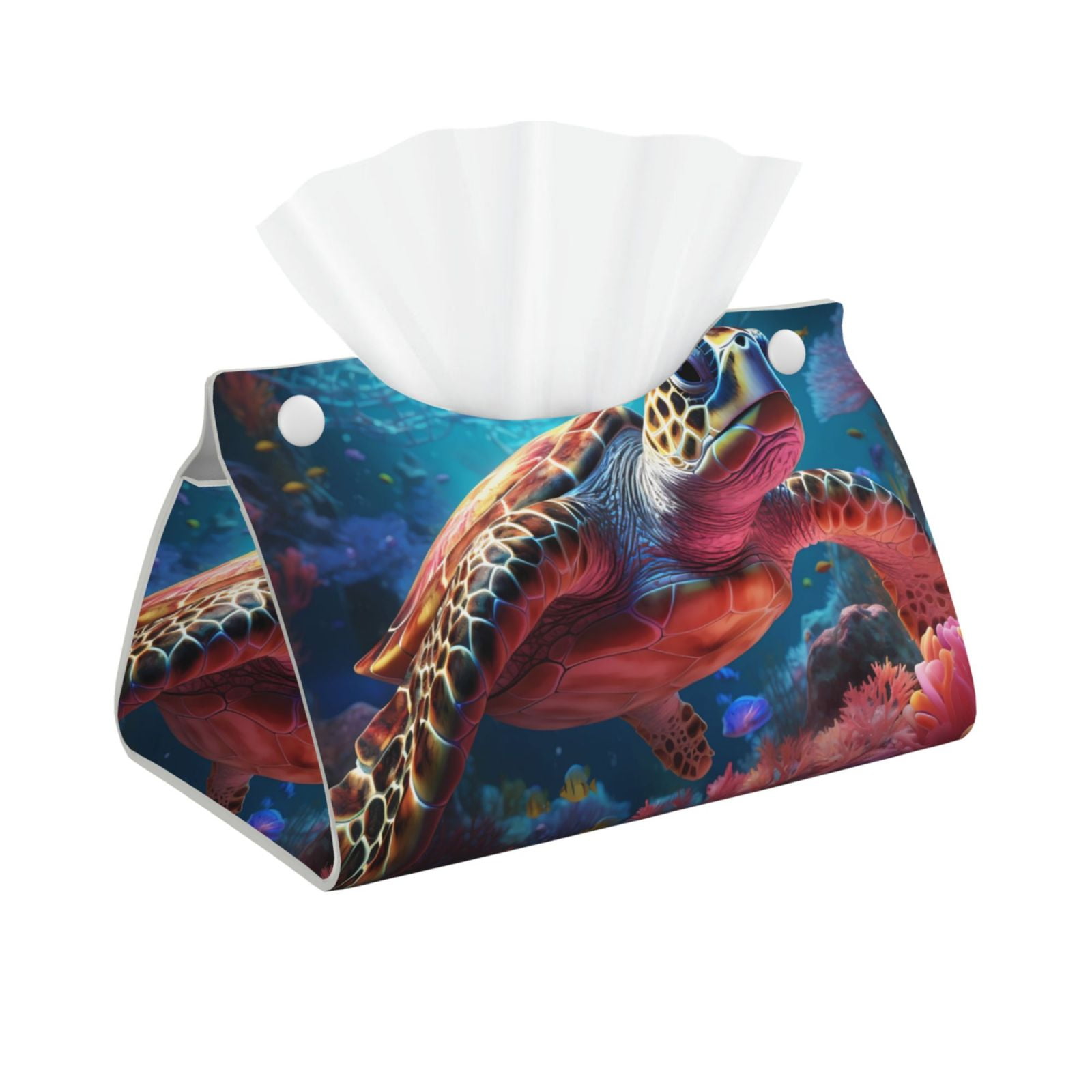 Xecao Colorful Ocean Sea Turtle Print Tissue Box Cover,Modern PVC ...