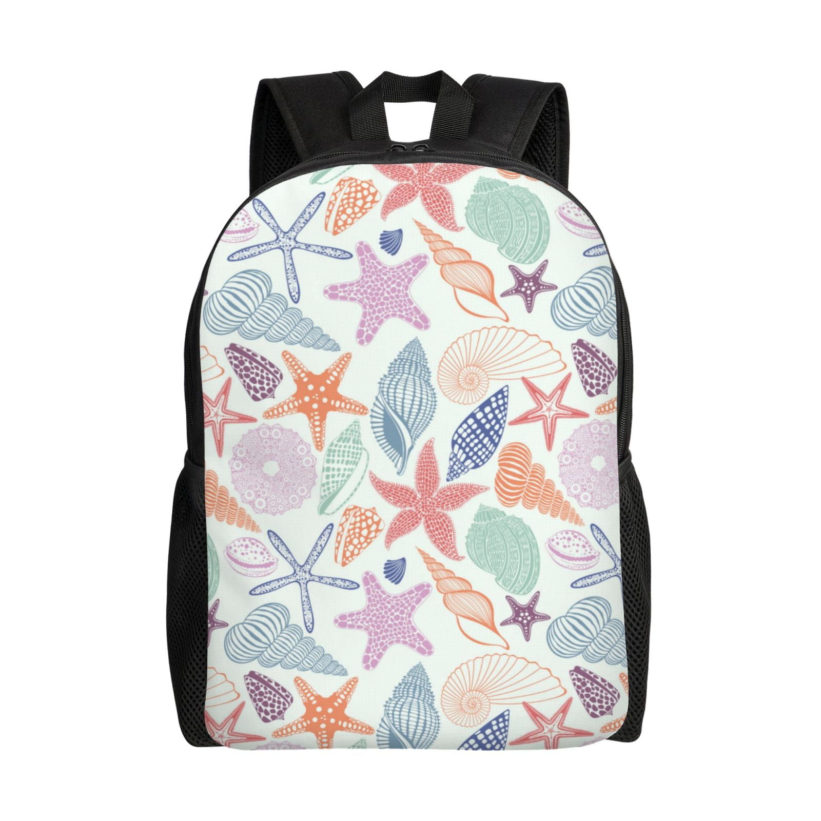 Xecao Colorful Seashells Print School Backpack with Laptop Compartment ...