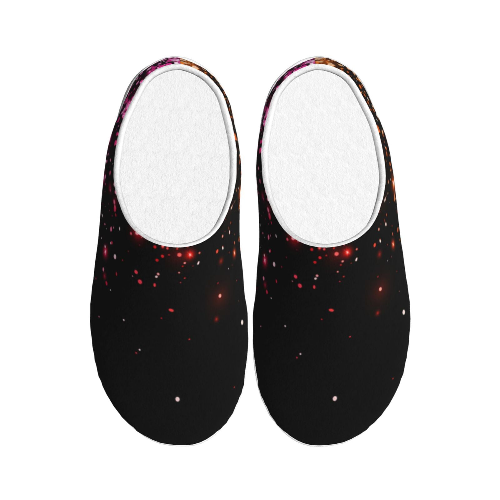 Xecao Colorful Sparkling Print Cotton Slippers Fuzzy Warm Cozy Slippers ...