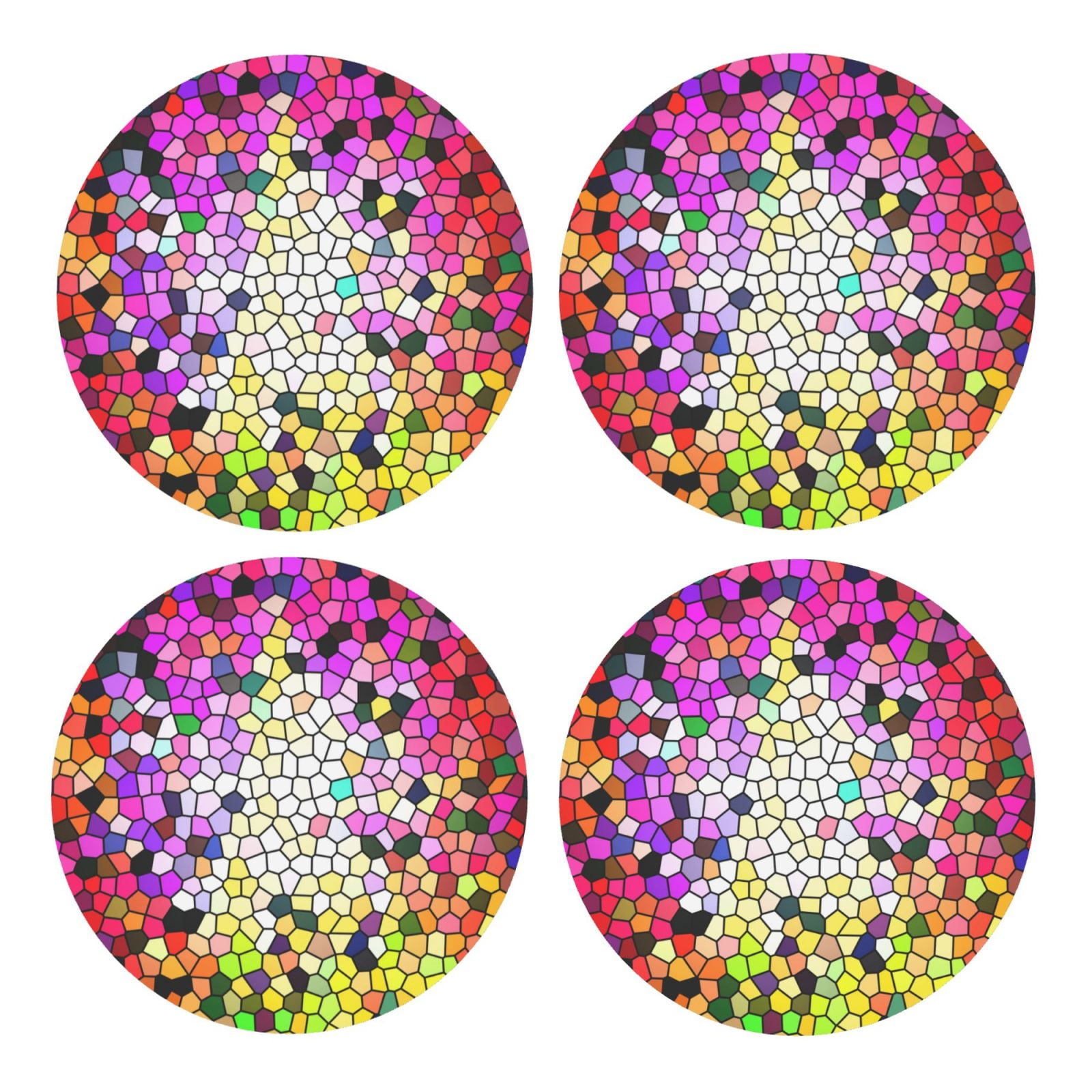 Xecao Colorful Tie Dye Stained Glass 3 for MDF Cork Coaster 4 Pcs,Drink ...