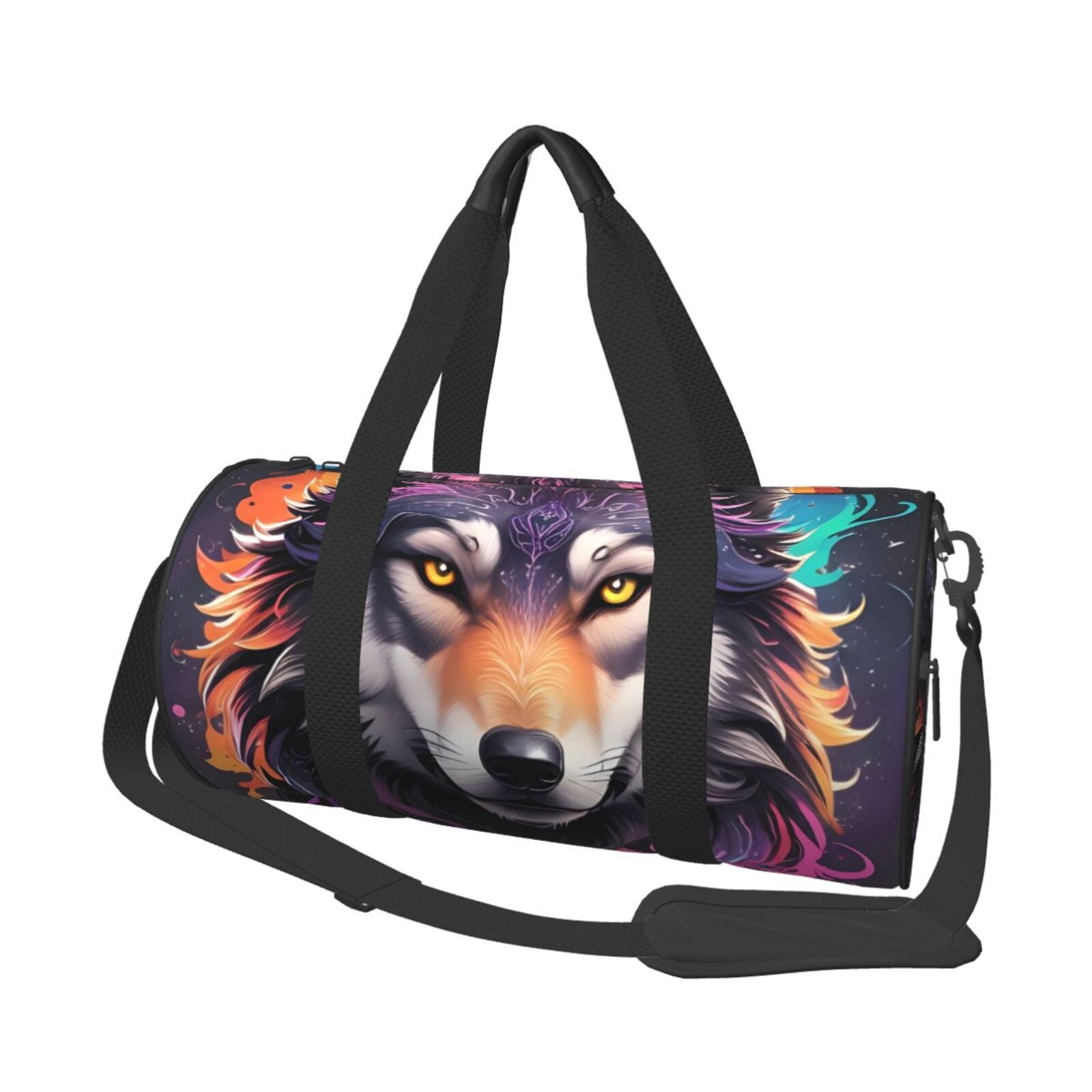 Xecao Colorful Wolf Head A Print Travel Duffle Bag, Bag Carry On Tote ...