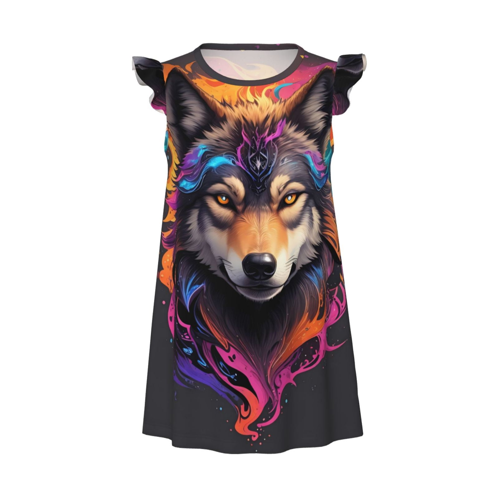 Xecao Colorful Wolf Head Nightgowns for Girls: Elegant Princess Pajama ...