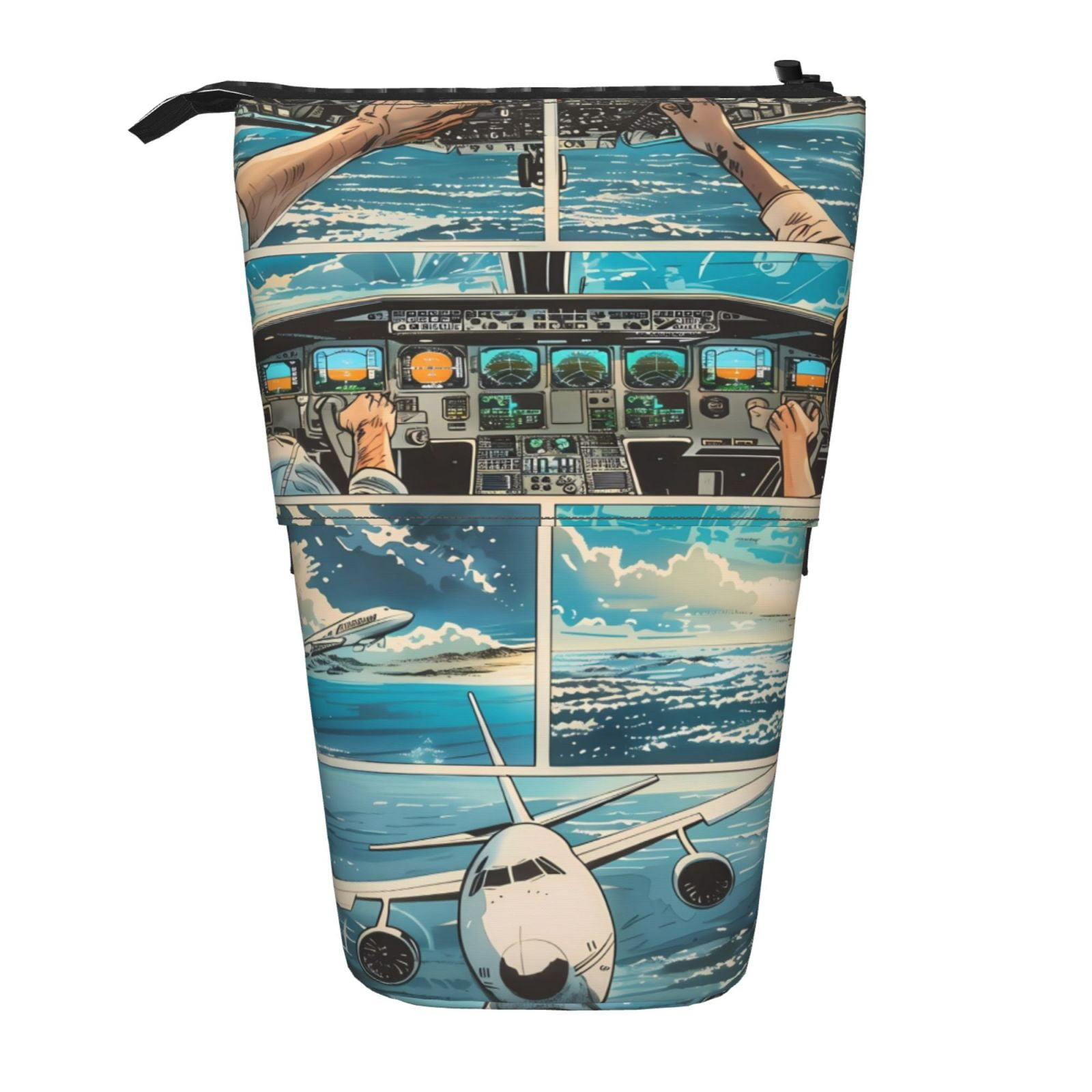 Xecao Comic Airplane Cockpit Illustration Print Telescopic Pencil Bag ...