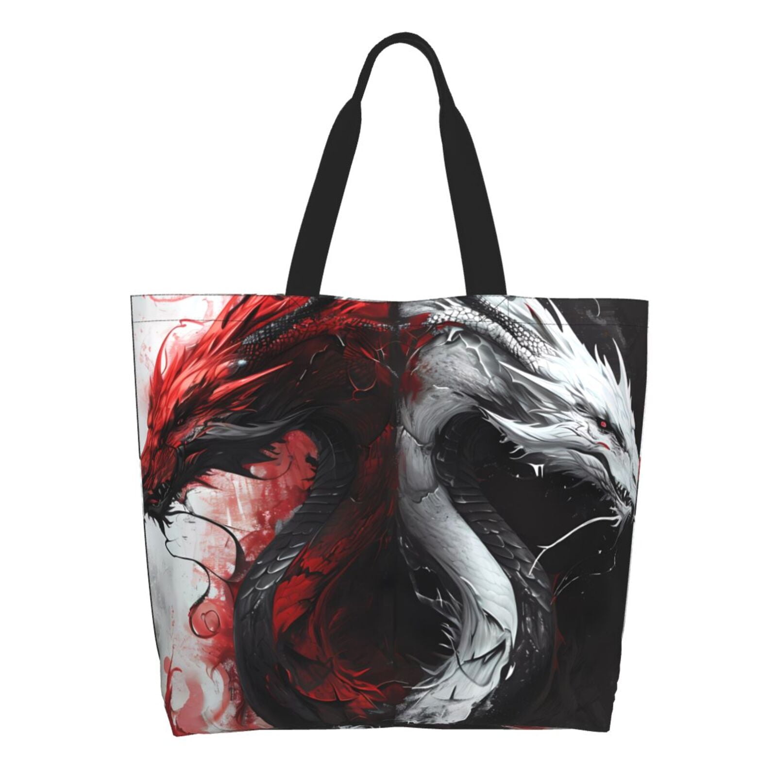 Xecao Cool Black And White Dragon for Tote Bag for Women, Tote Shoulder Bag with a littlw pocket ...