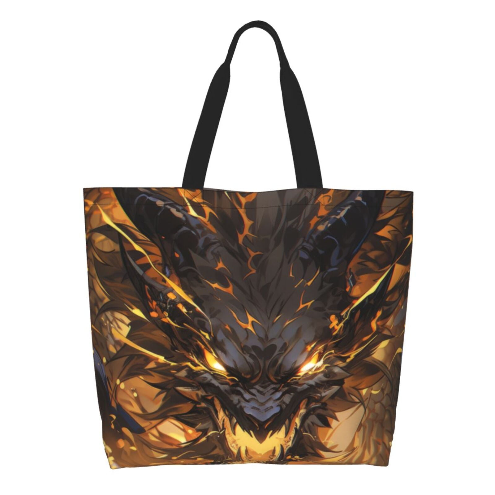 Xecao Cool Black Gold Dragon for Tote Bag for Women, Tote Shoulder Bag with a littlw pocket and ...