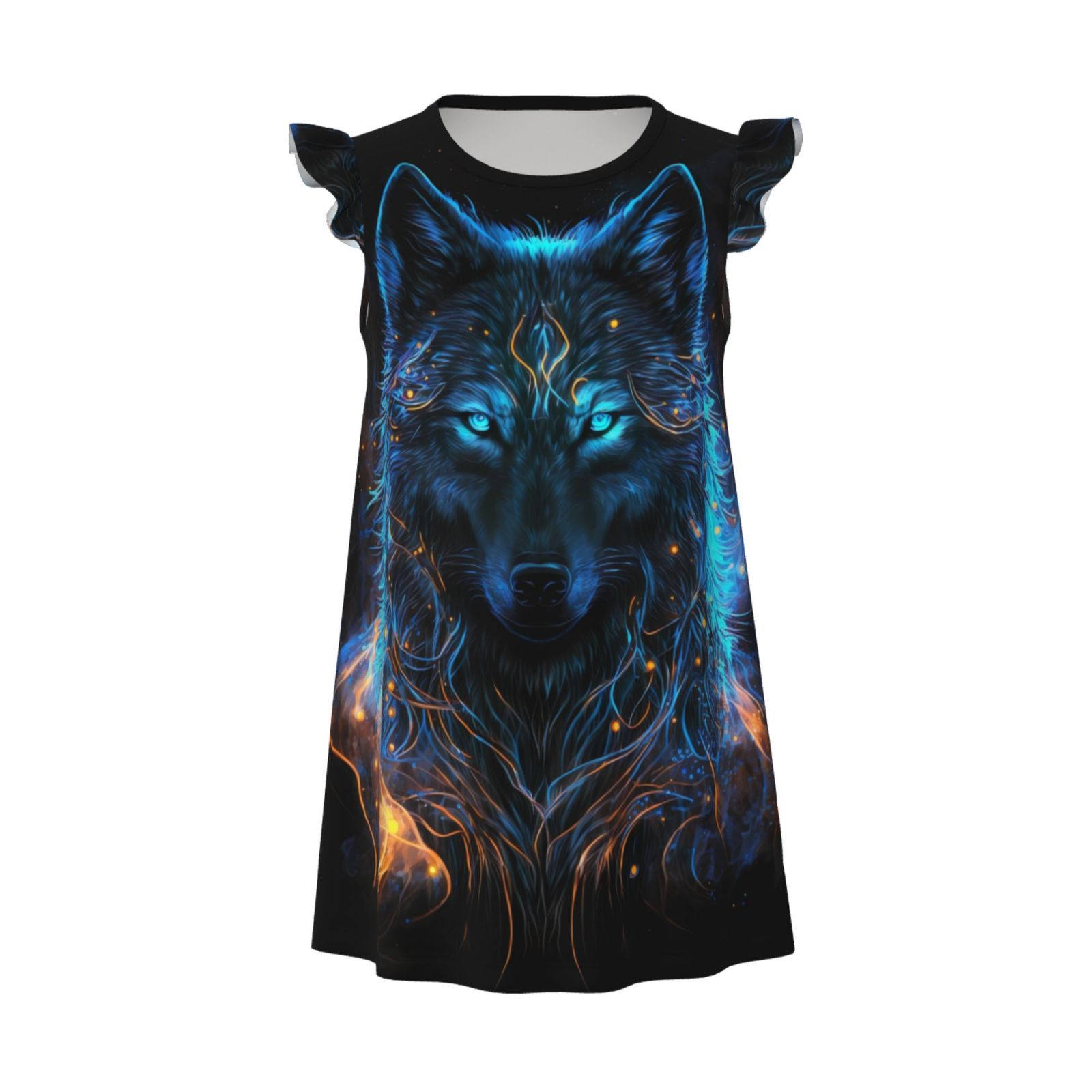 Xecao Cool Blue Light Wolf Nightgowns for Girls: Elegant Princess ...